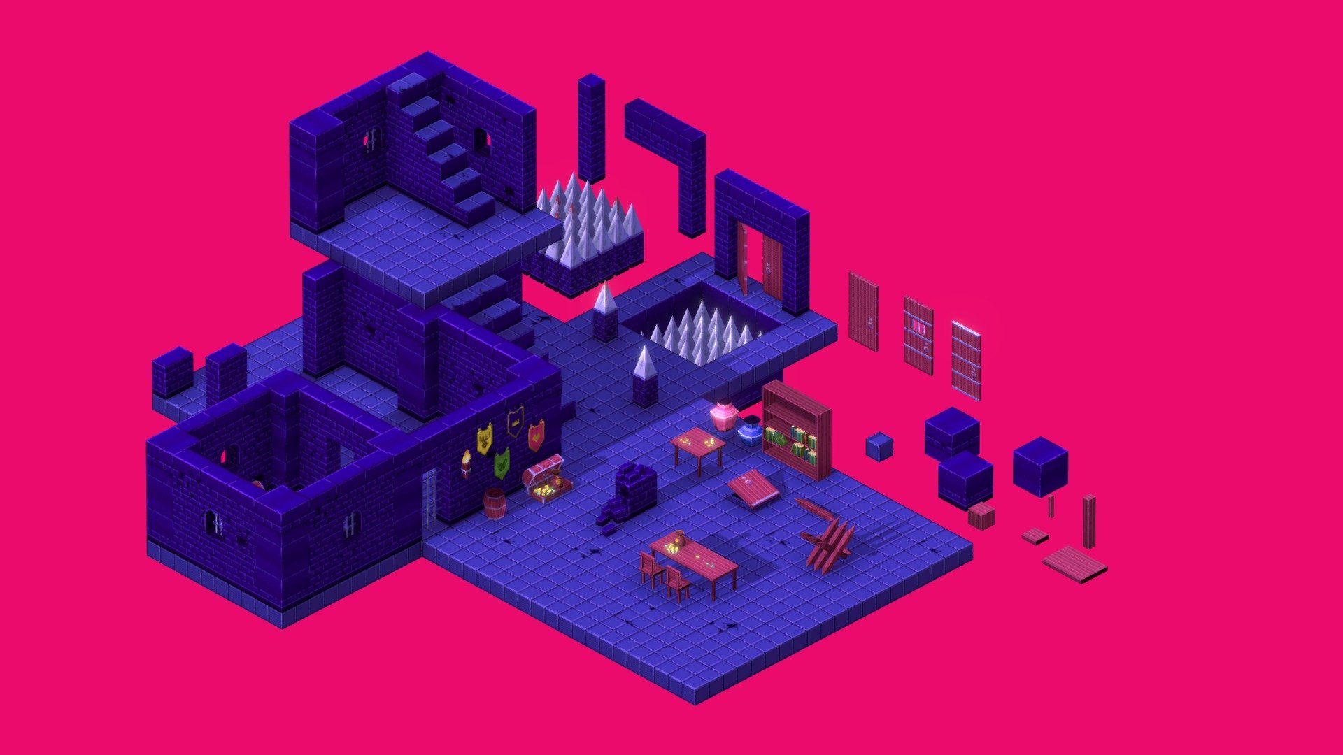 Pixel Dungeon Template - 3D model by Francisco.Lucas [f4e21e7] - Sketchfab