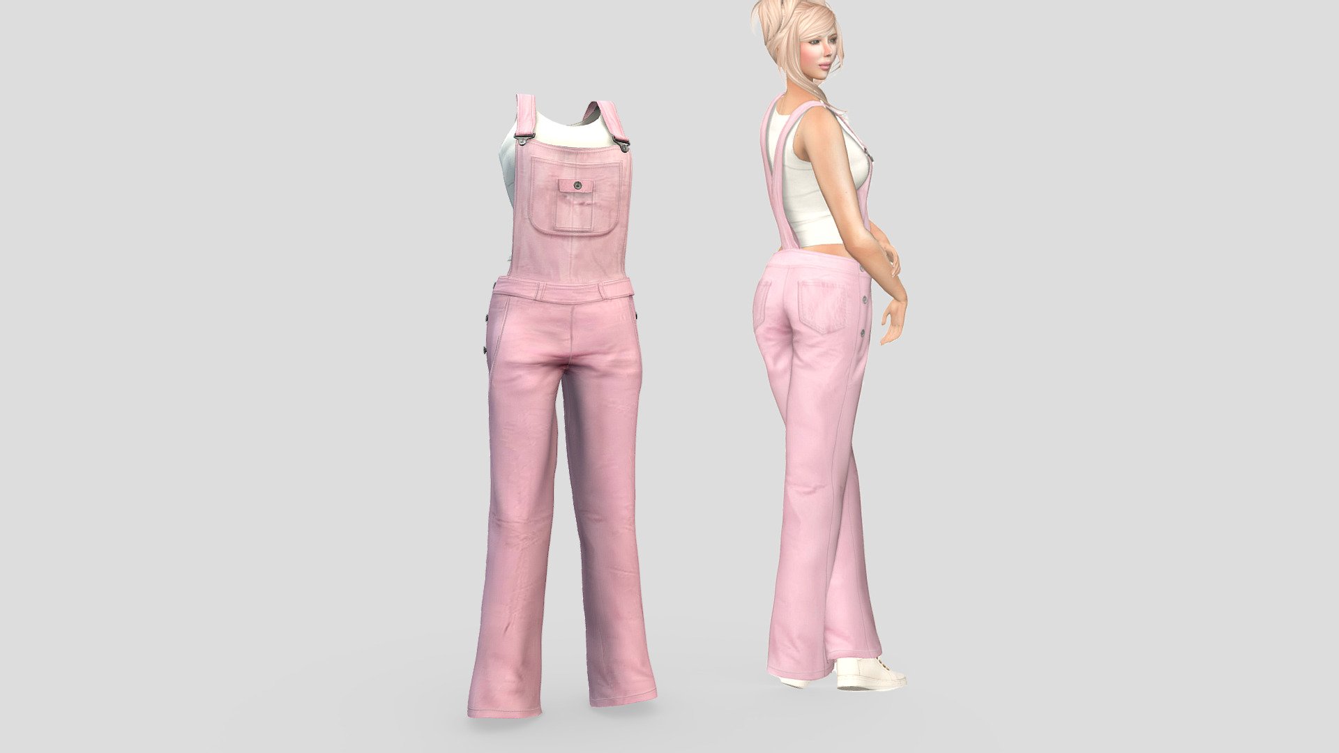 Female Cute Pink Overalls - Buy Royalty Free 3D model by 3dia [f4e9e78 ...