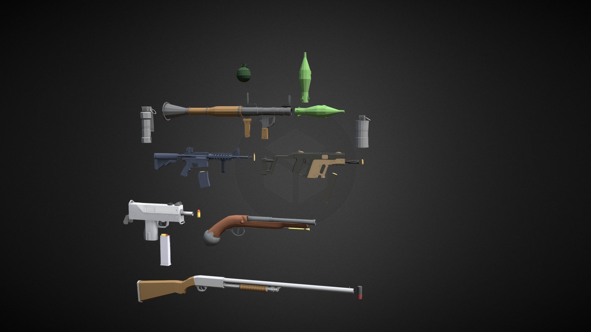 [Low Poly] Pack of 6 weapons - Download Free 3D model by Keam [f4ef9f0 ...