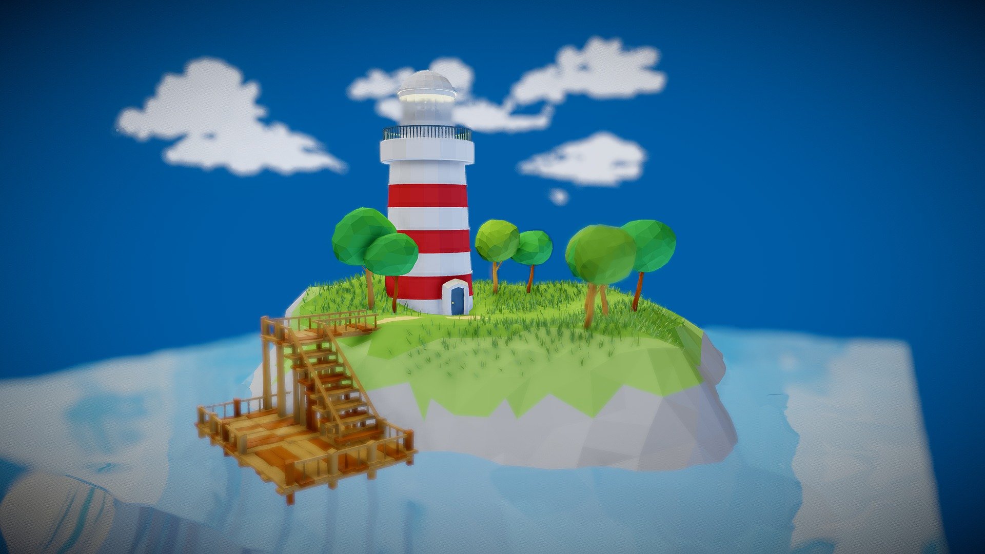 Low Poly Lighthouse Island - 3D model by Broccoletto [f4f236b] - Sketchfab