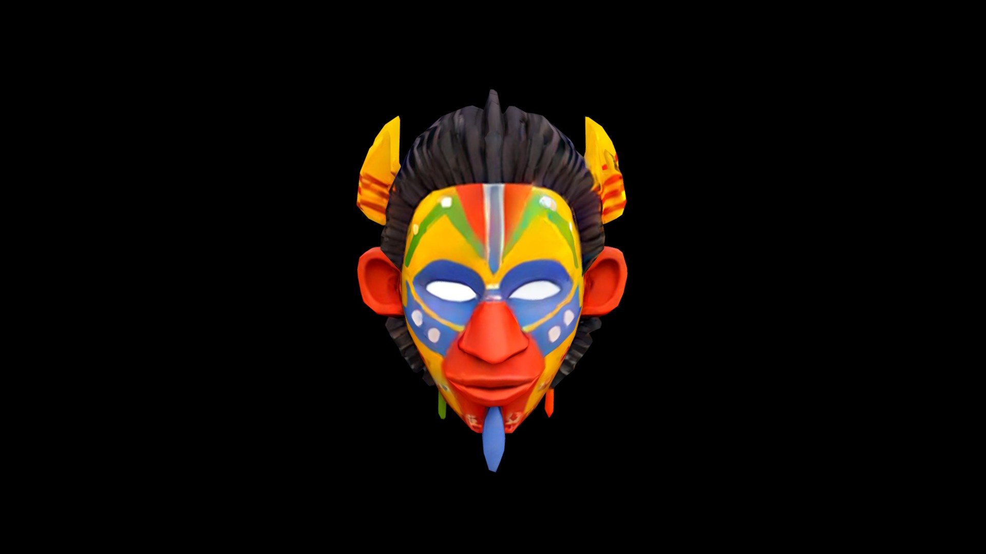 A colorful mask with bright red and blue colors, - Download Free 3D ...