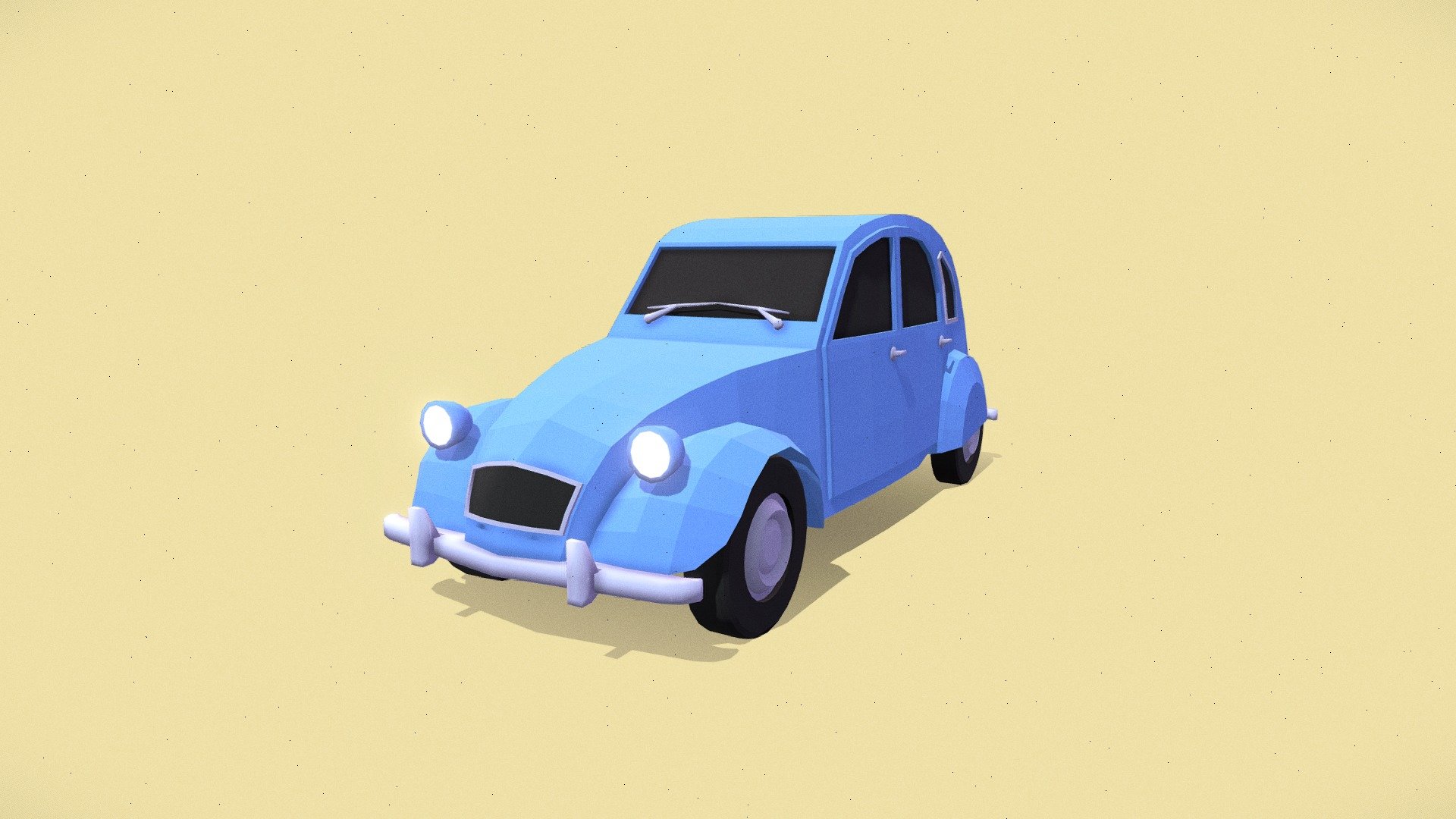 FREE Retro France Car Cartoon (Low Poly) - Download Free 3D model by ...