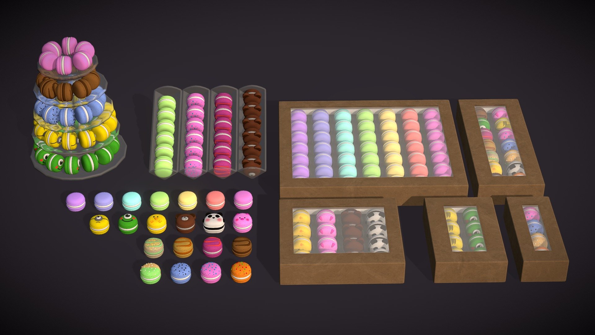 Lowpoly Macaron Pack - Buy Royalty Free 3D model by 3DGameObjects [f5154c9] - Sketchfab Store