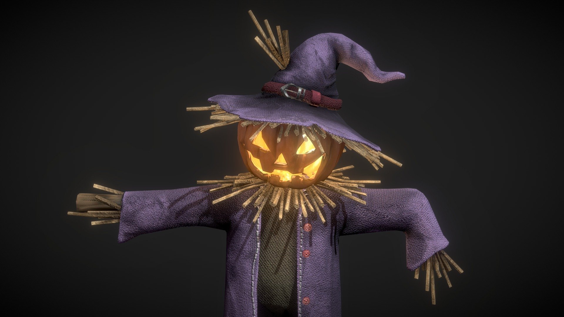Pumpkin Witch Scarecrow - low poly model - Buy Royalty Free 3D model by ...