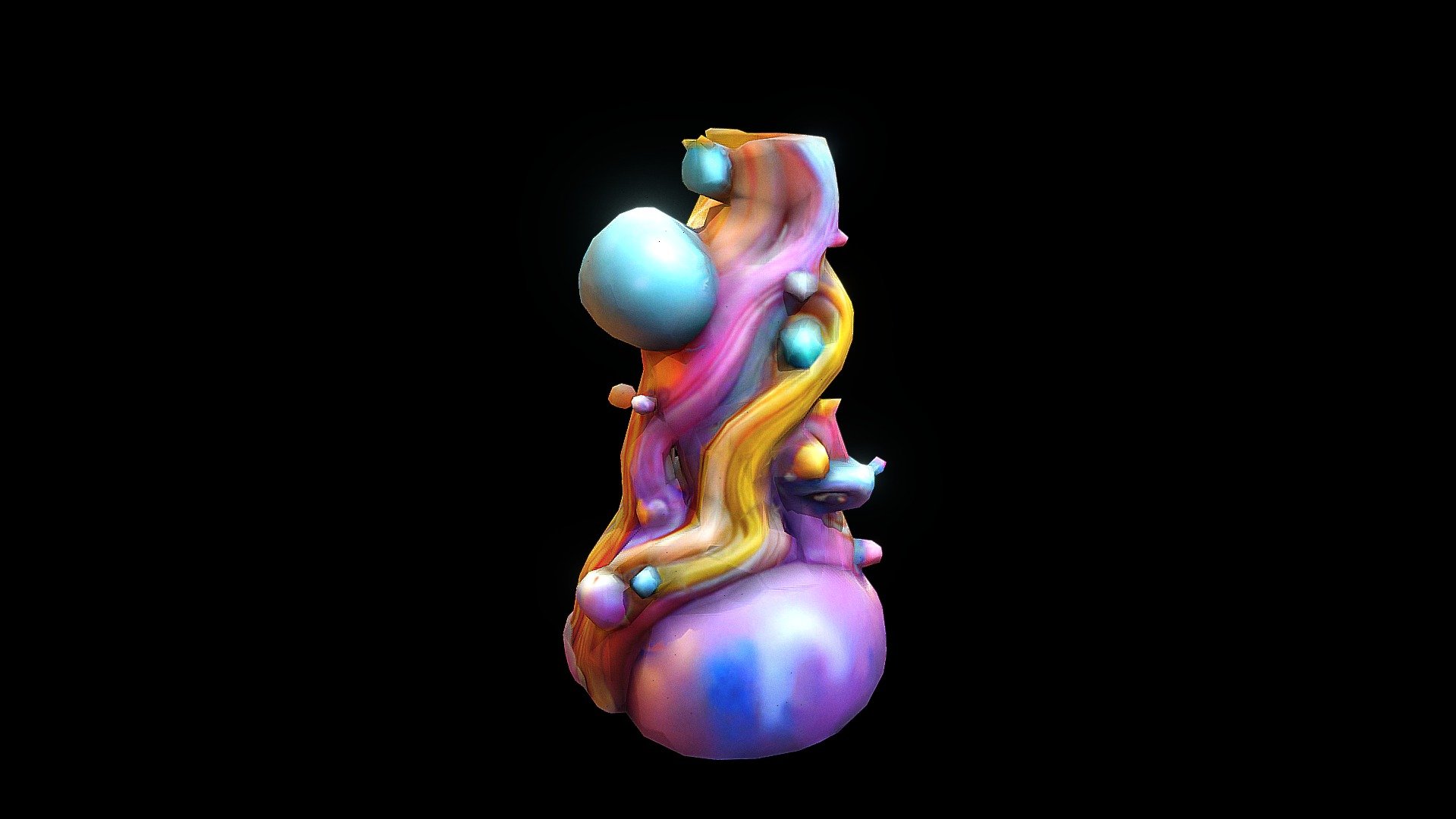 a colorful sculpture with a purple ball in th - Download Free 3D model ...