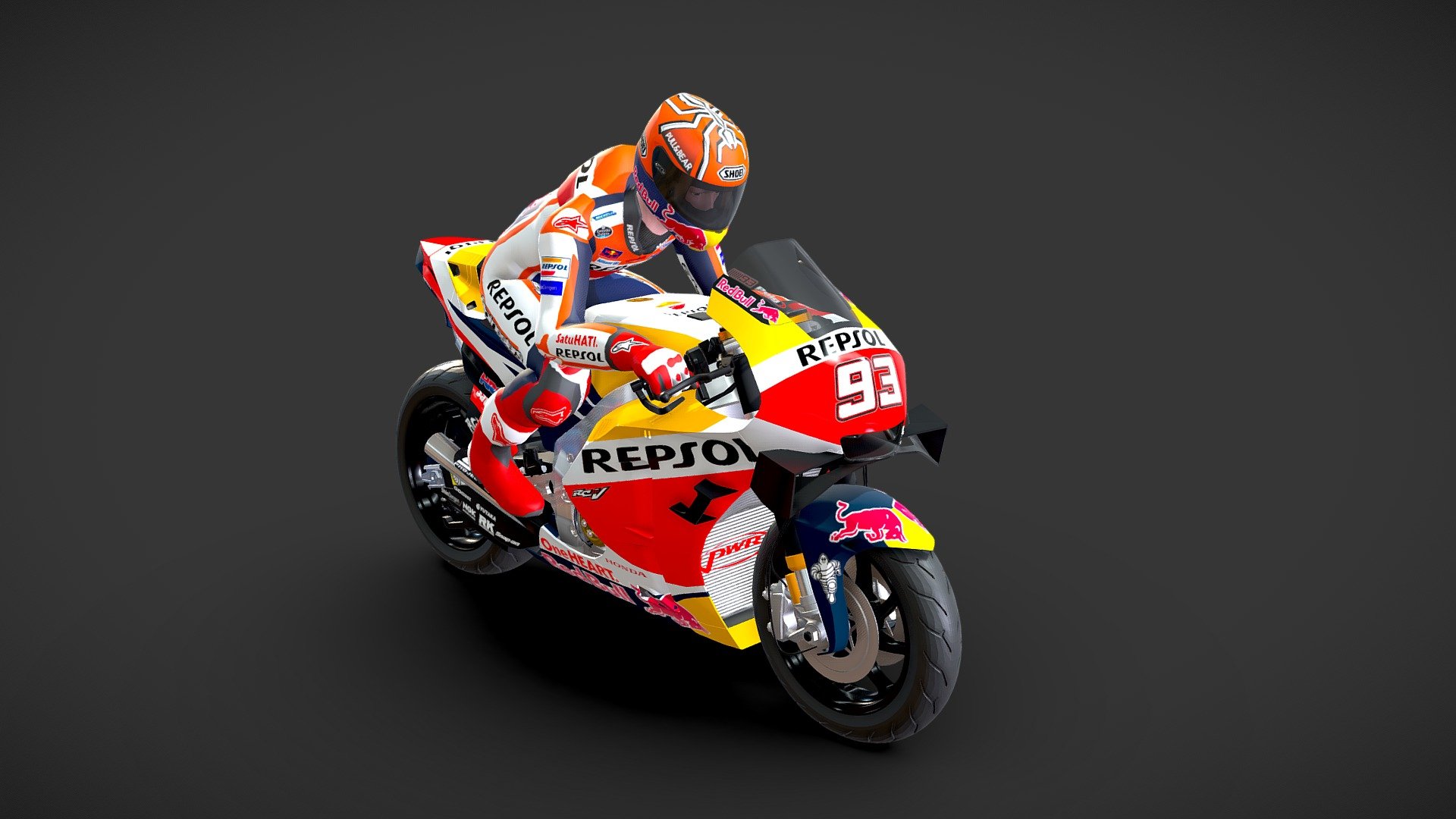Marc Marquez on Honda HRC - Buy Royalty Free 3D model by rpalomino ...