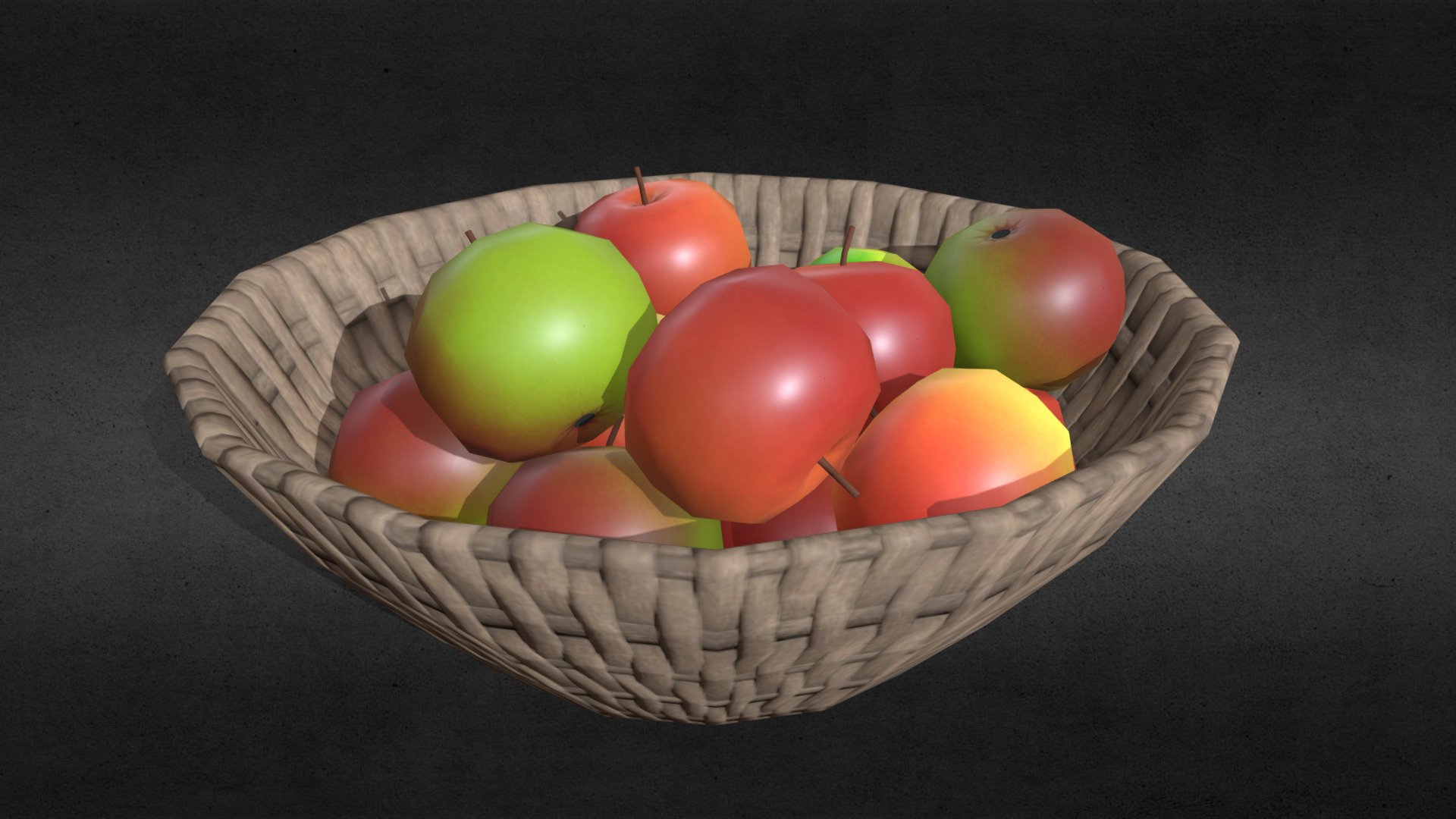 Woven basket with 16 apples - Download Free 3D model by FunWithBlender ...