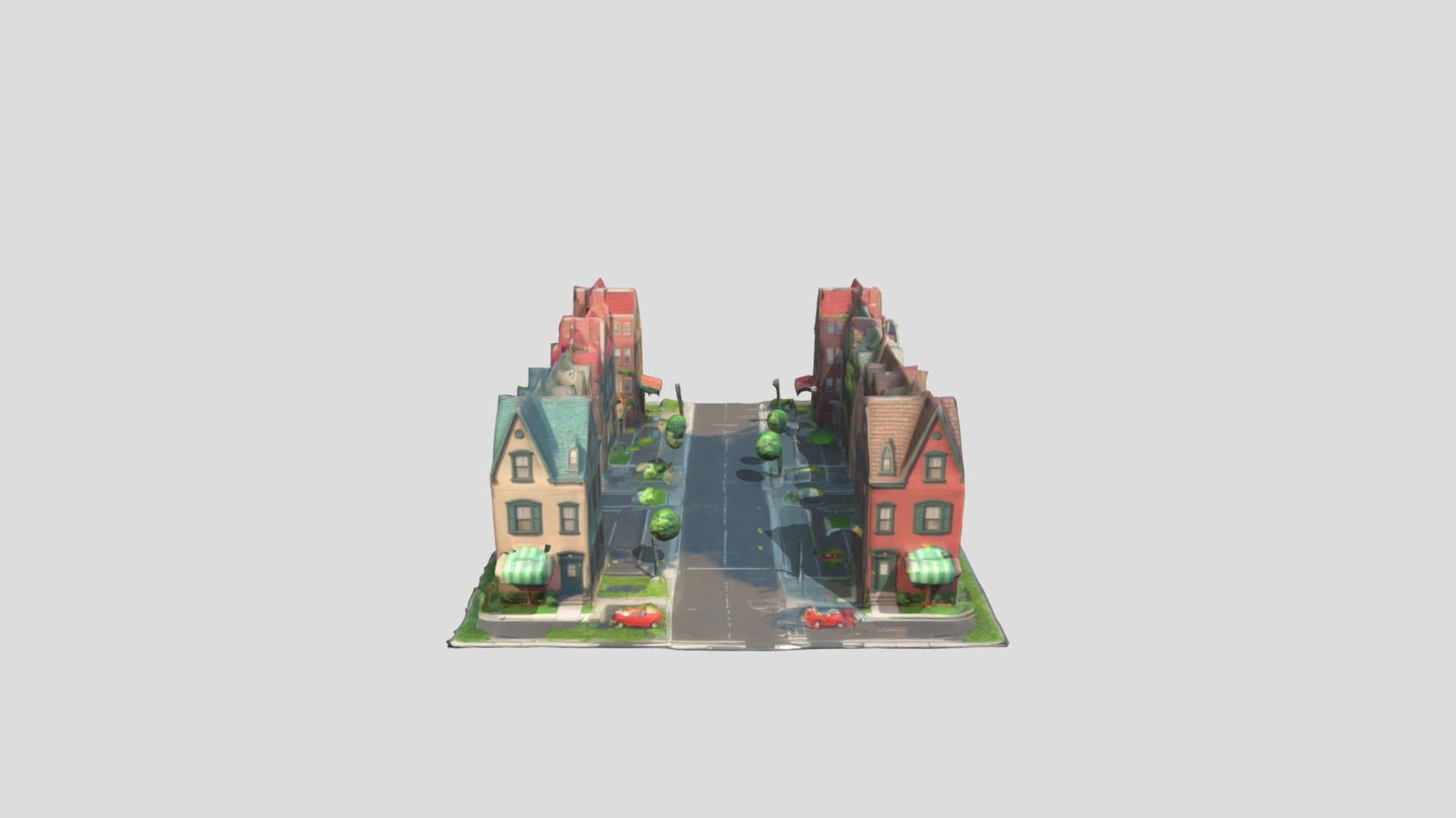 a beautiful stylized newyork neighborhood - 3D model by ...