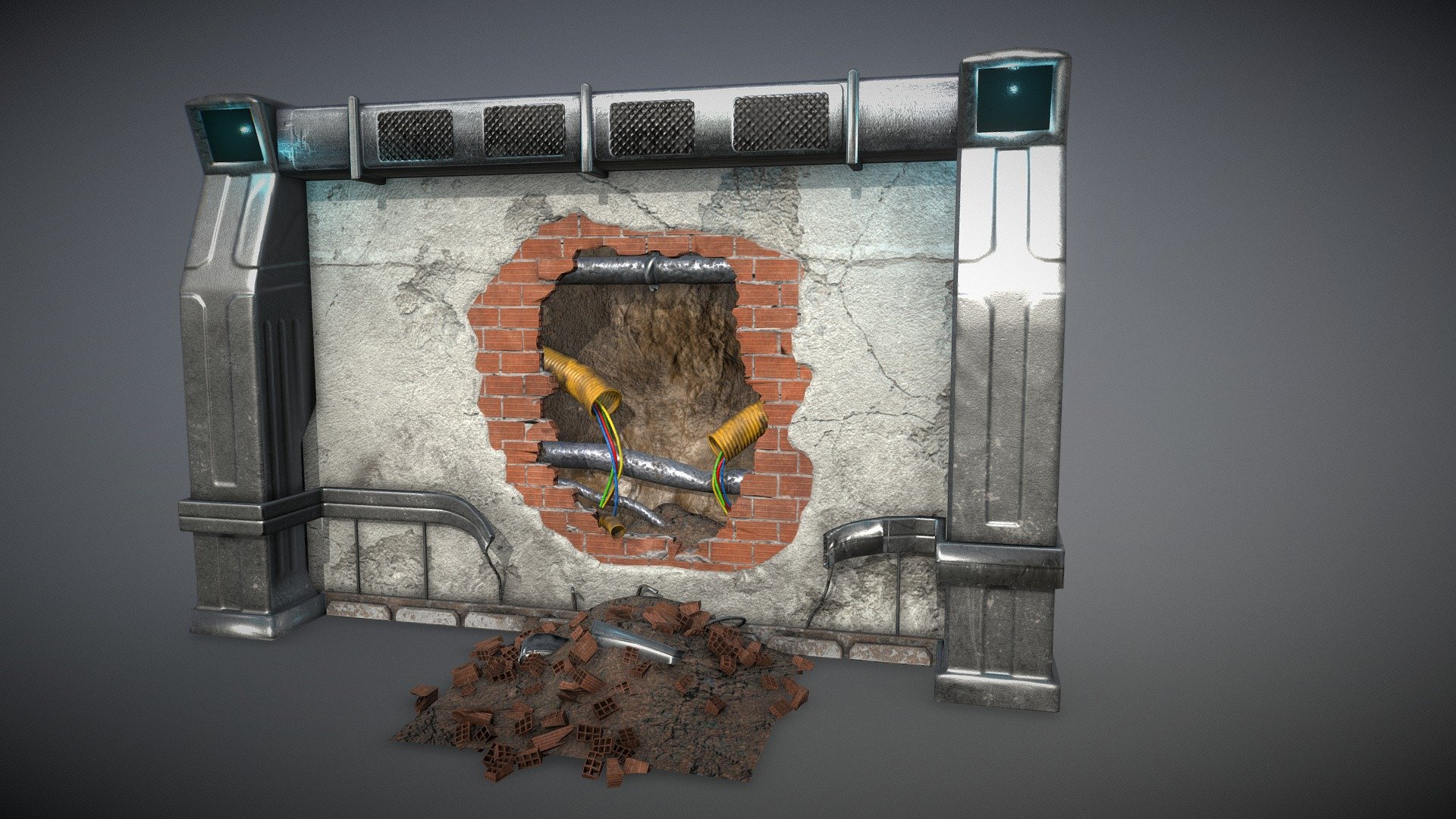 Destroyed Wall - 3D model by Angel (@legnadev) [f564374] - Sketchfab