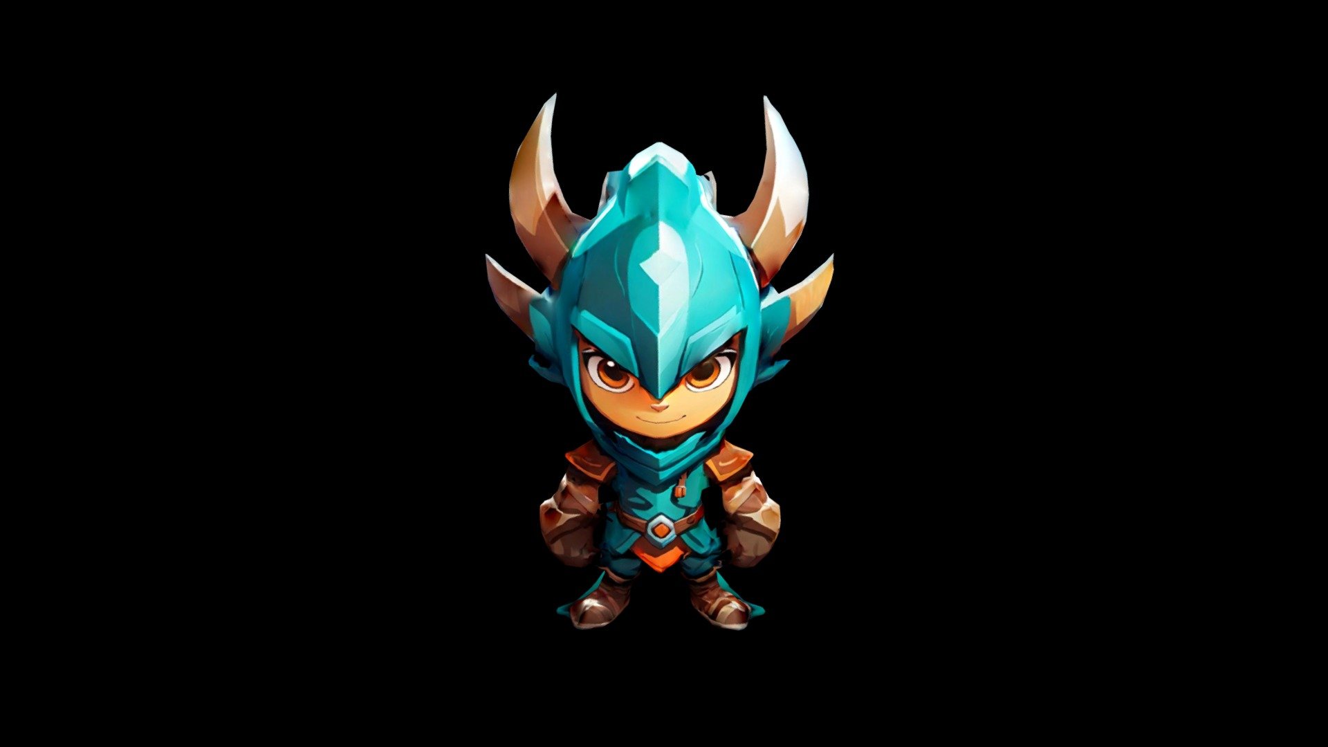 A cartoon illustration of a blue and brown armor - Download Free 3D ...