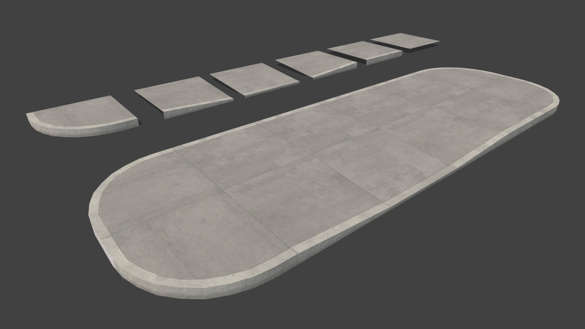 Sidewalk Modular Set Gameready Low-poly 3D model - 3D model by Matvis ...