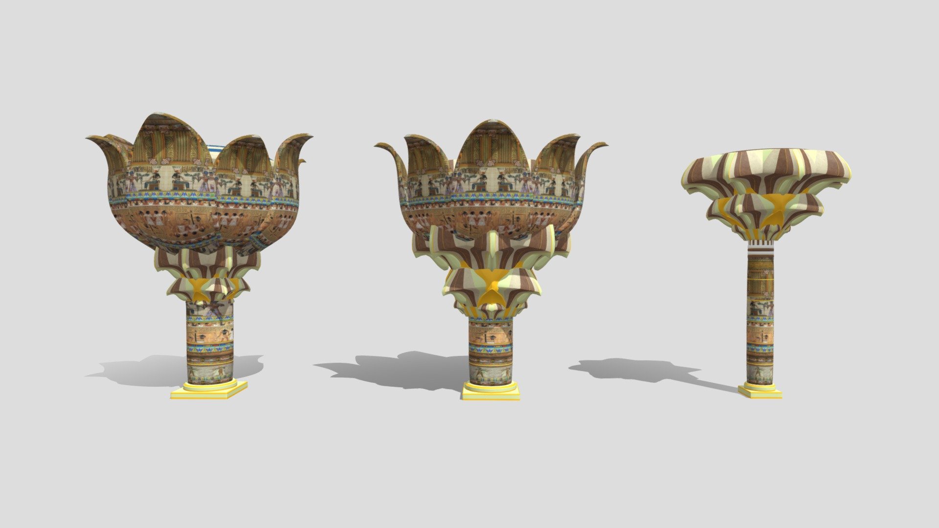 Egyptian Pharaoh Columns - Lotus Design - Buy Royalty Free 3D model by ...