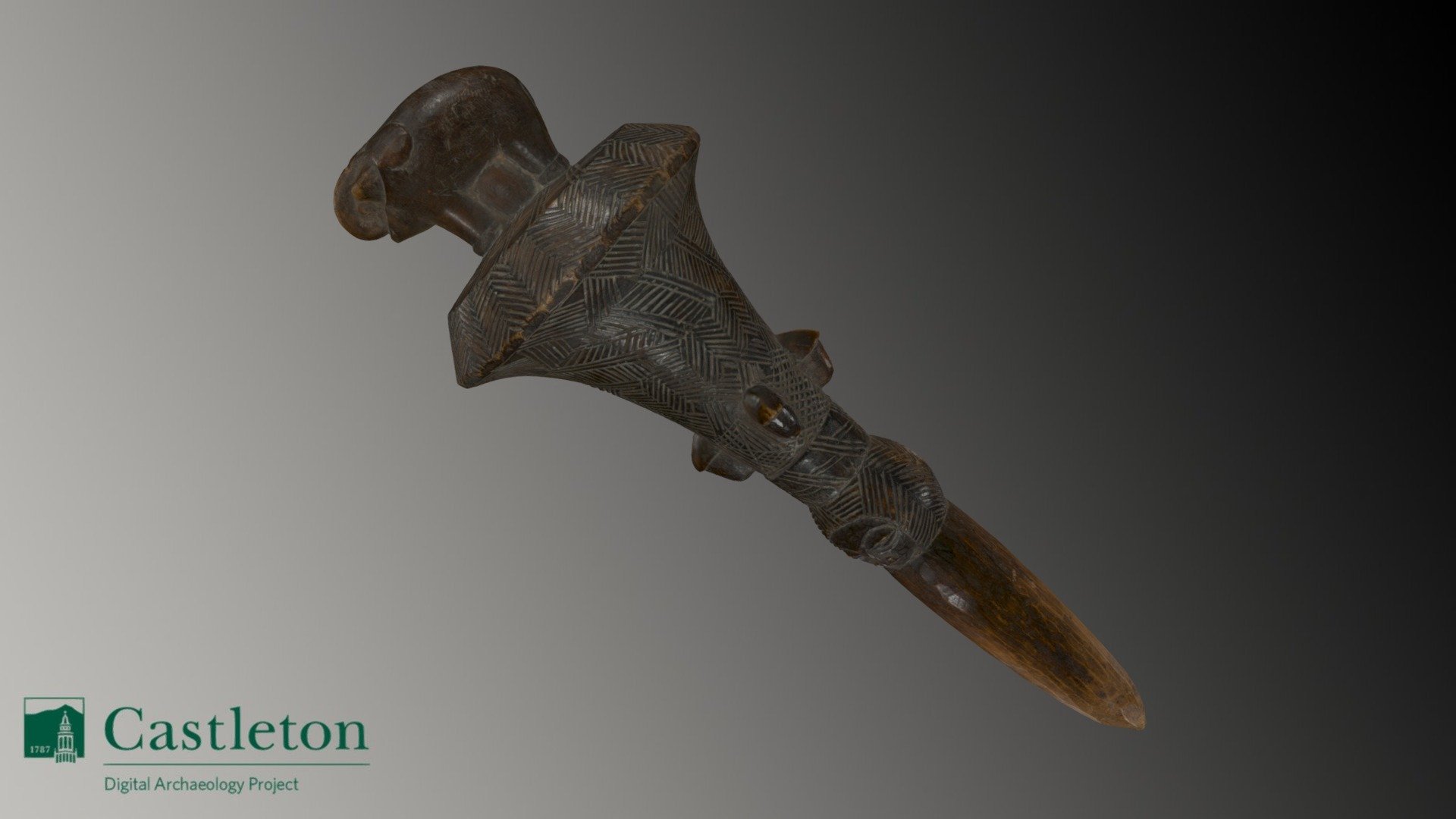 Carved Wooden Fly Whisk (CUDAP_15_3) - 3D model by Vermont State Univ ...