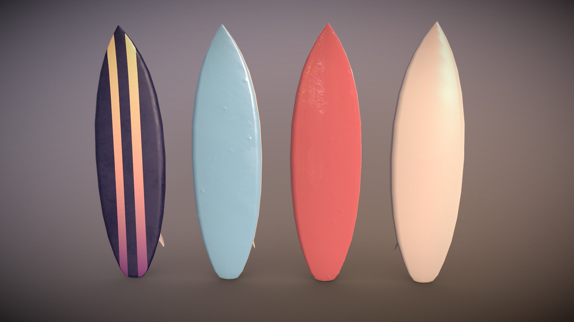 Surfboards in 4 different colors - 3D model by Daniel (@xELITESOLDIERDx ...