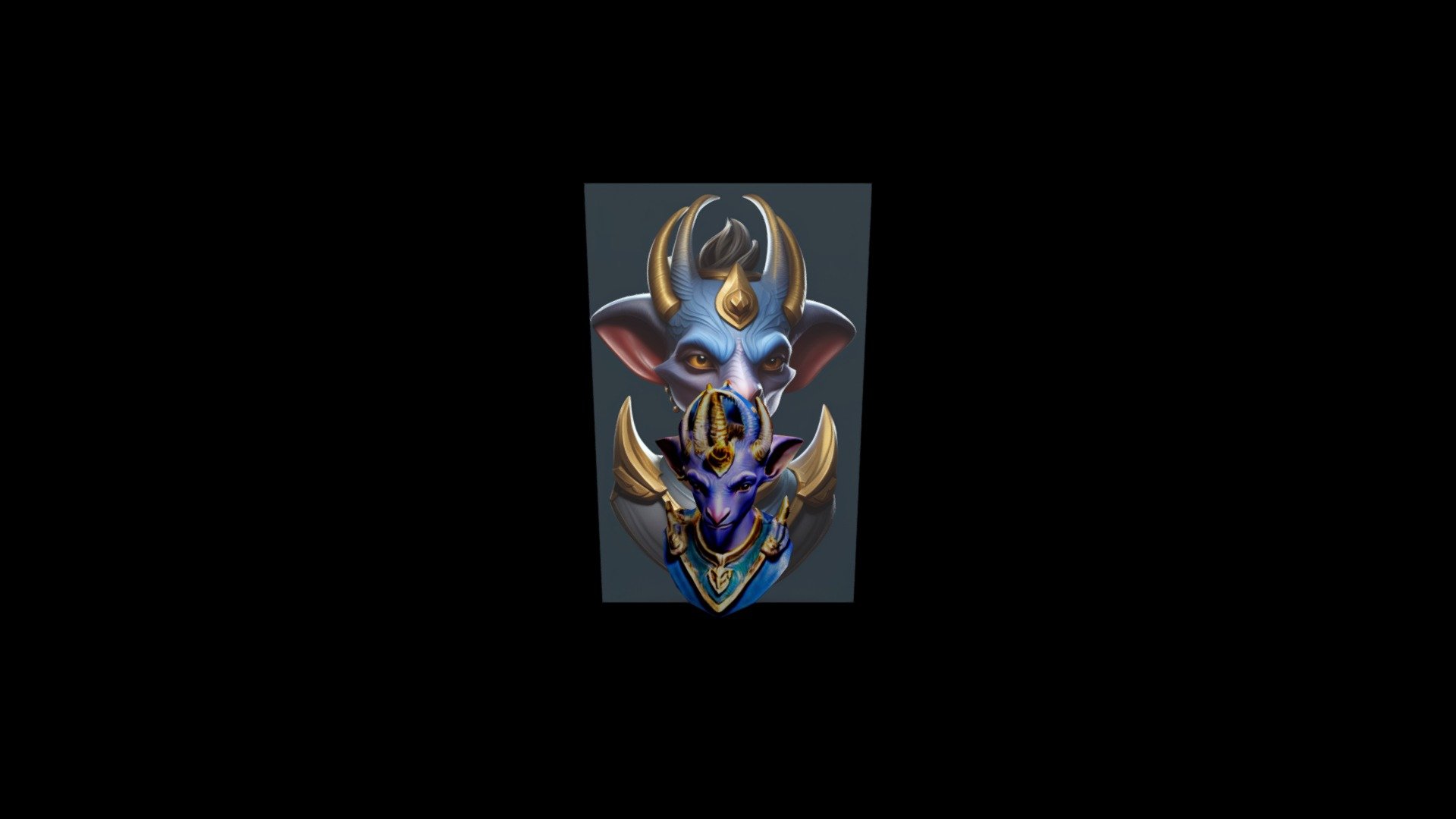 "Blue and Gold Bust Portrait of a Mythical Crea - Download Free 3D ...