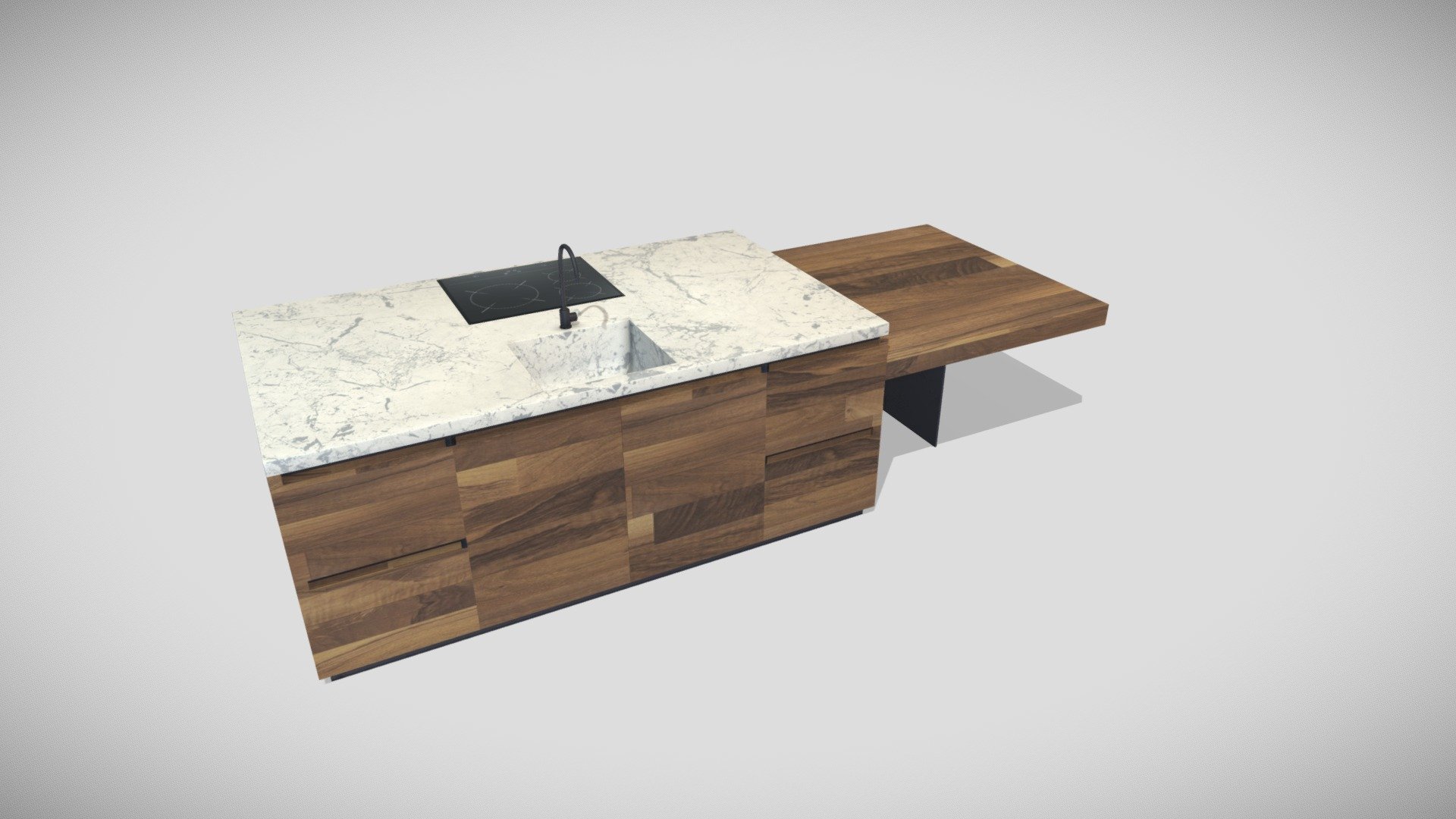 Rustic table and countertop for Kitchen - 3D model by itsadrii [f5af8e0 ...