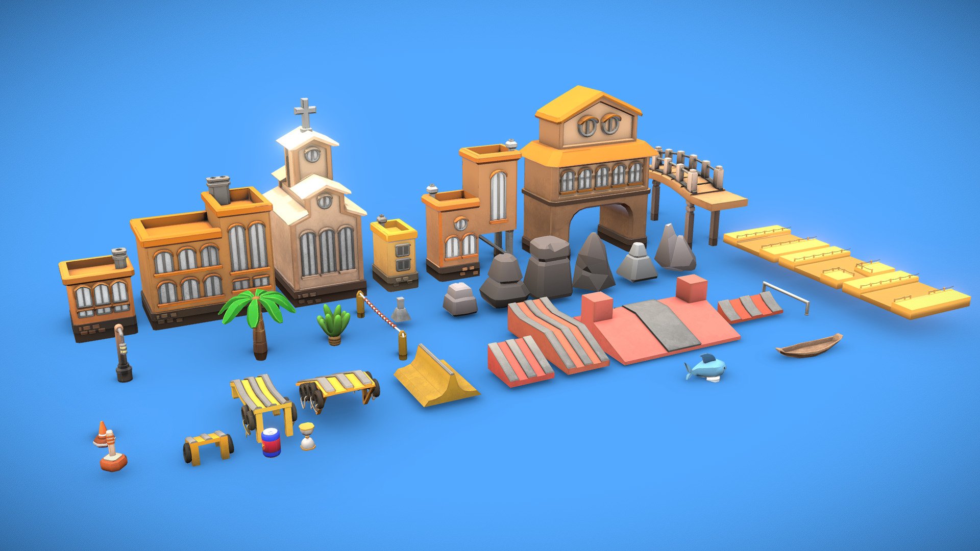 Lowpoly Venice Buildings and Props - Buy Royalty Free 3D model by ...