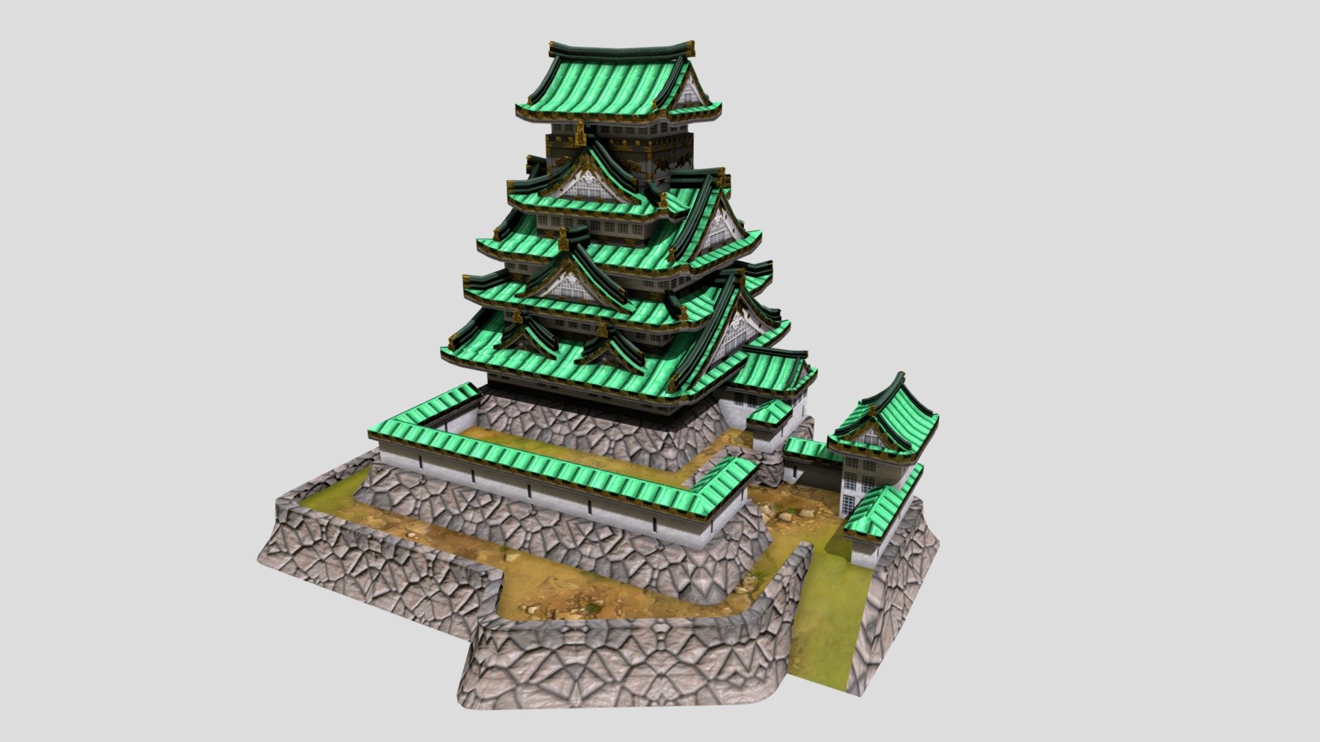 Japanese Castle (Osaka Castle) - 3D model by Albro [f5bfbdb] - Sketchfab