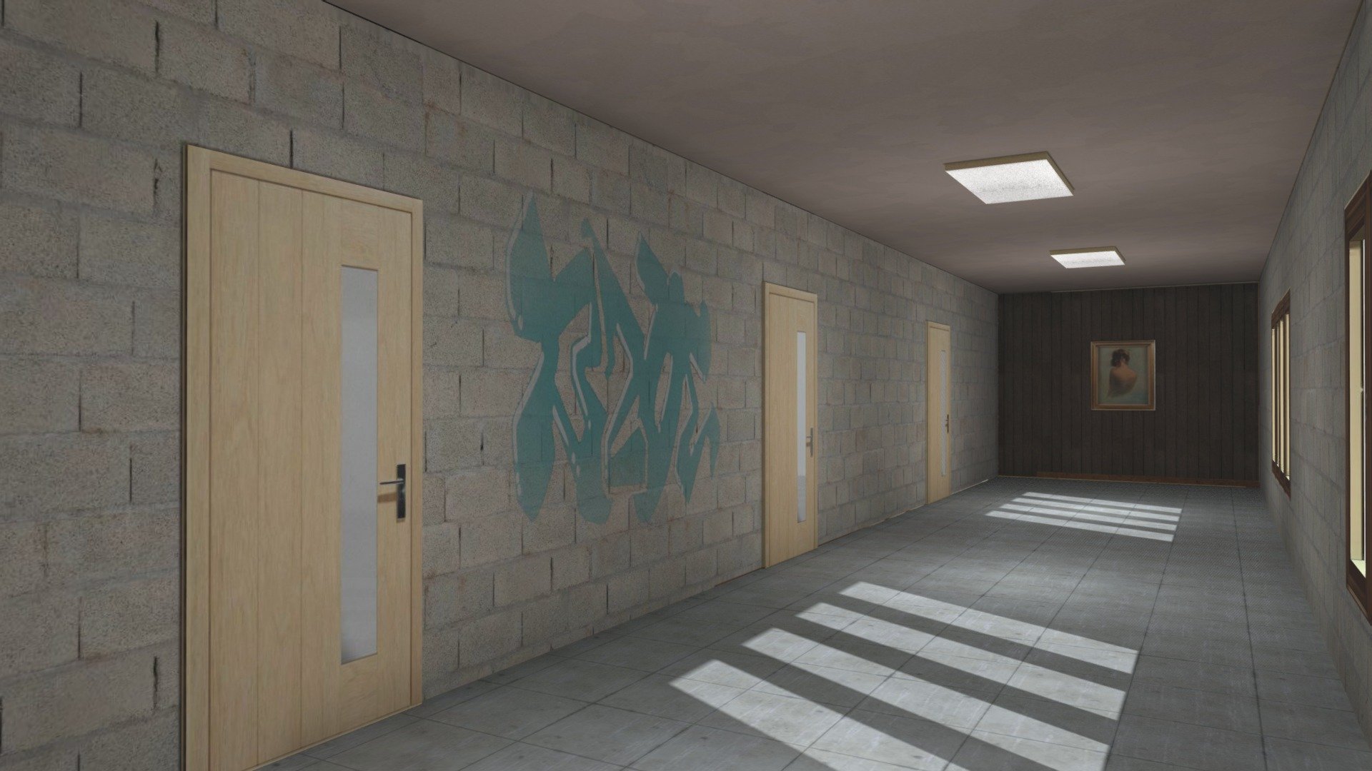 Hallway with Baked Lighting - Download Free 3D model by jimbogies ...