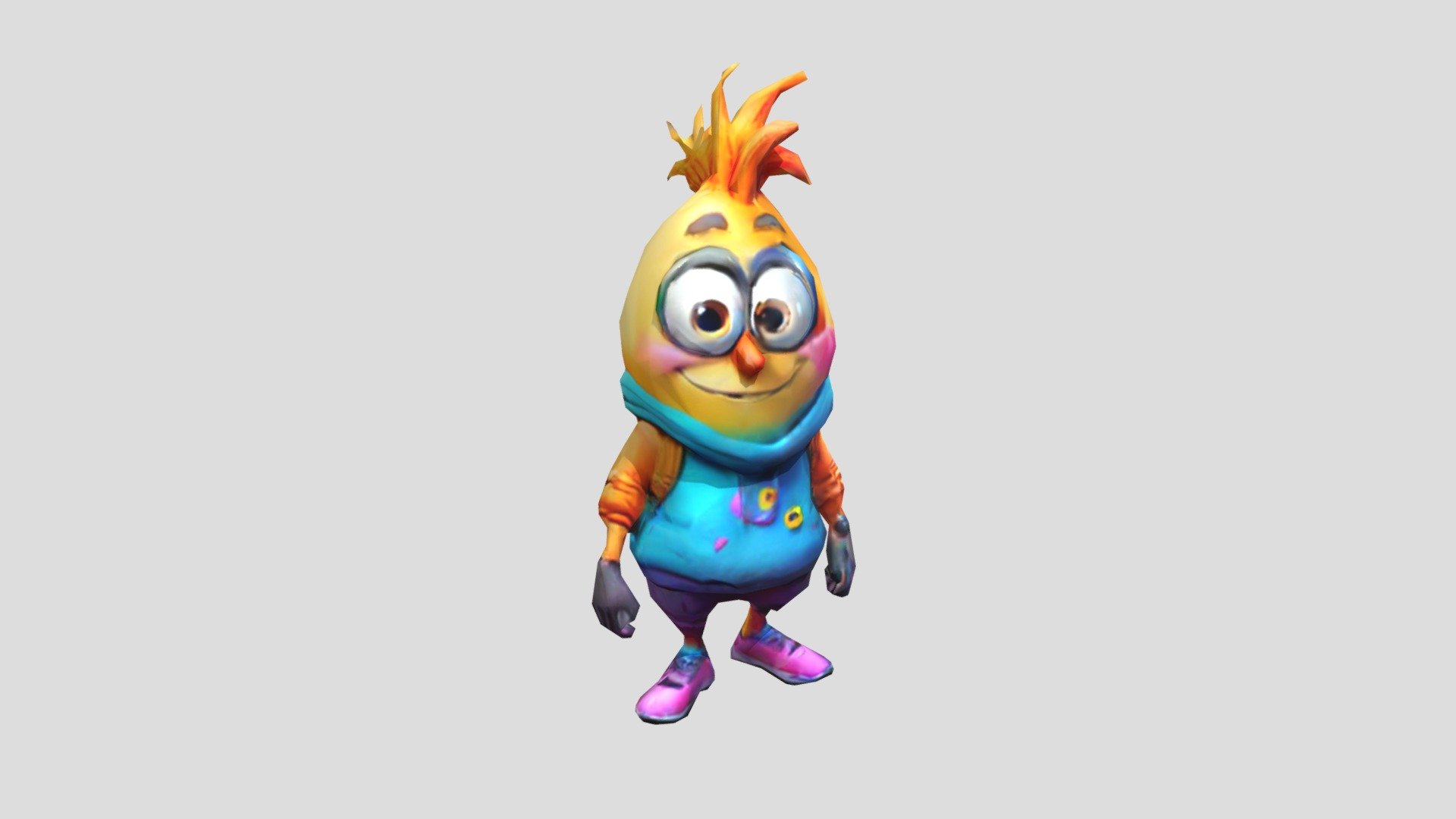 Bird-yellow cartoon character with orange mohawk - Download Free 3D ...