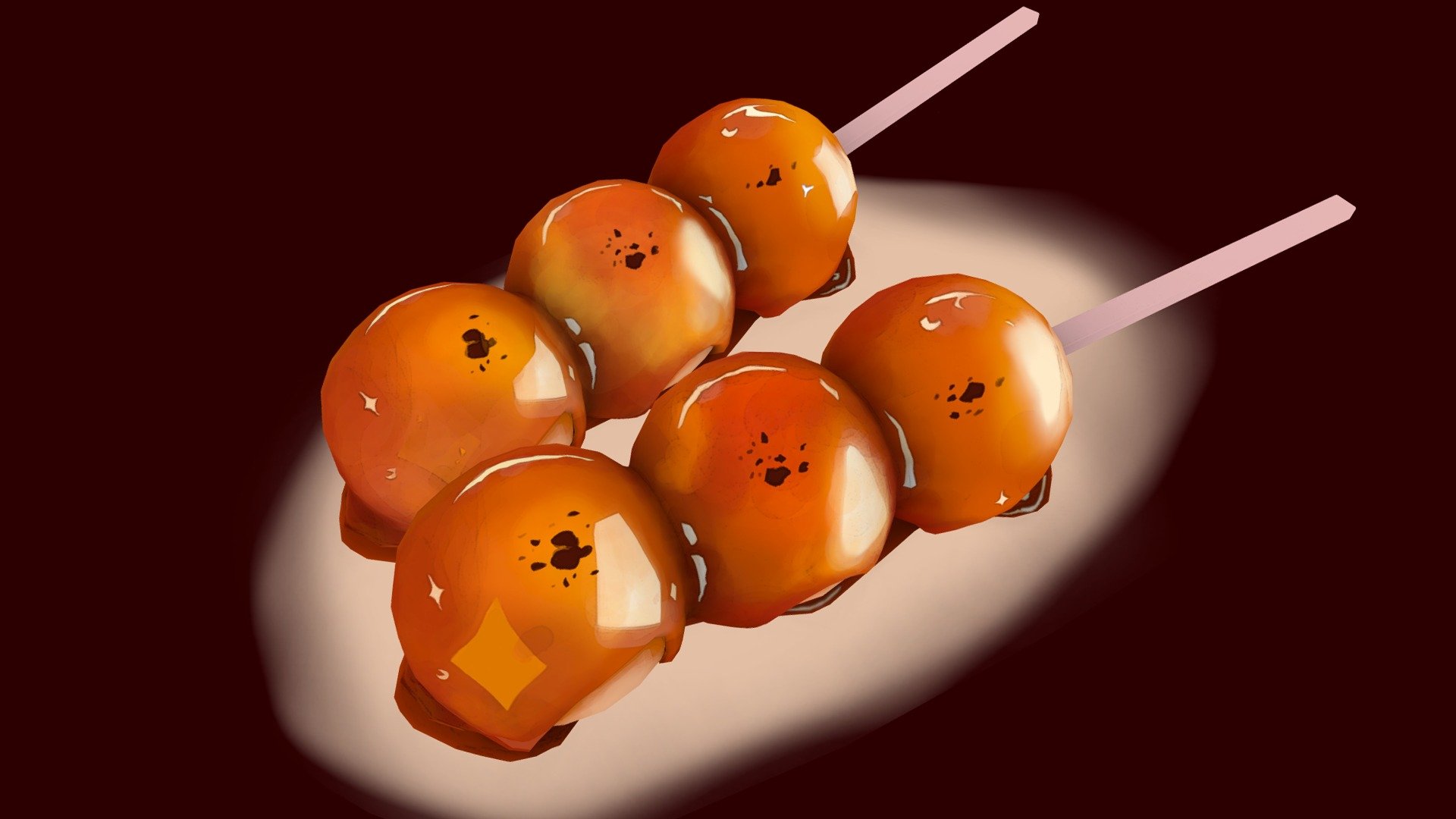 Dango, sweet Japanese treats🍡Handpainted🍡Free - Download Free 3D model ...