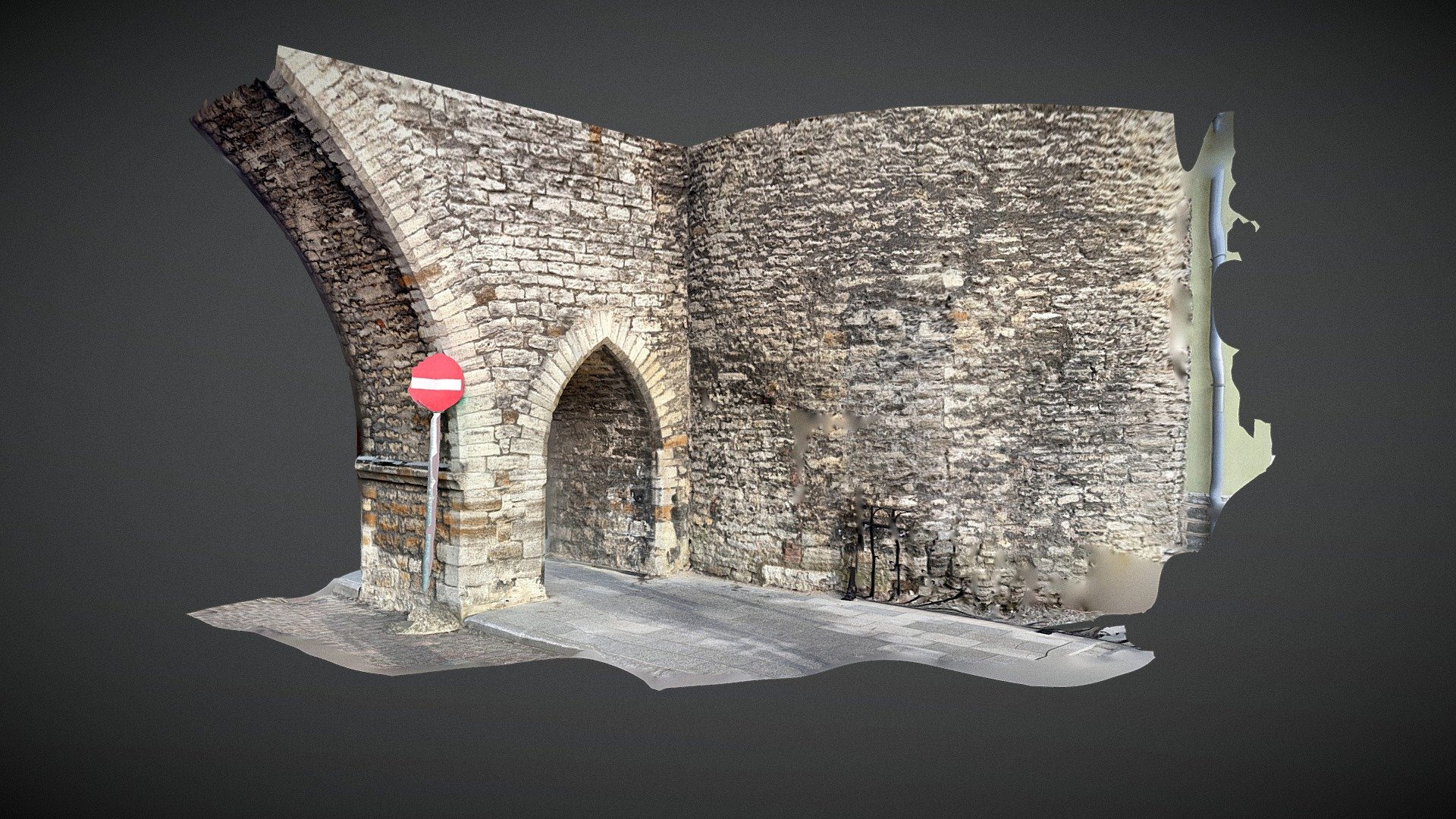 Tallinn, Estonia old castle wall with stop sign. - Buy Royalty Free 3D ...
