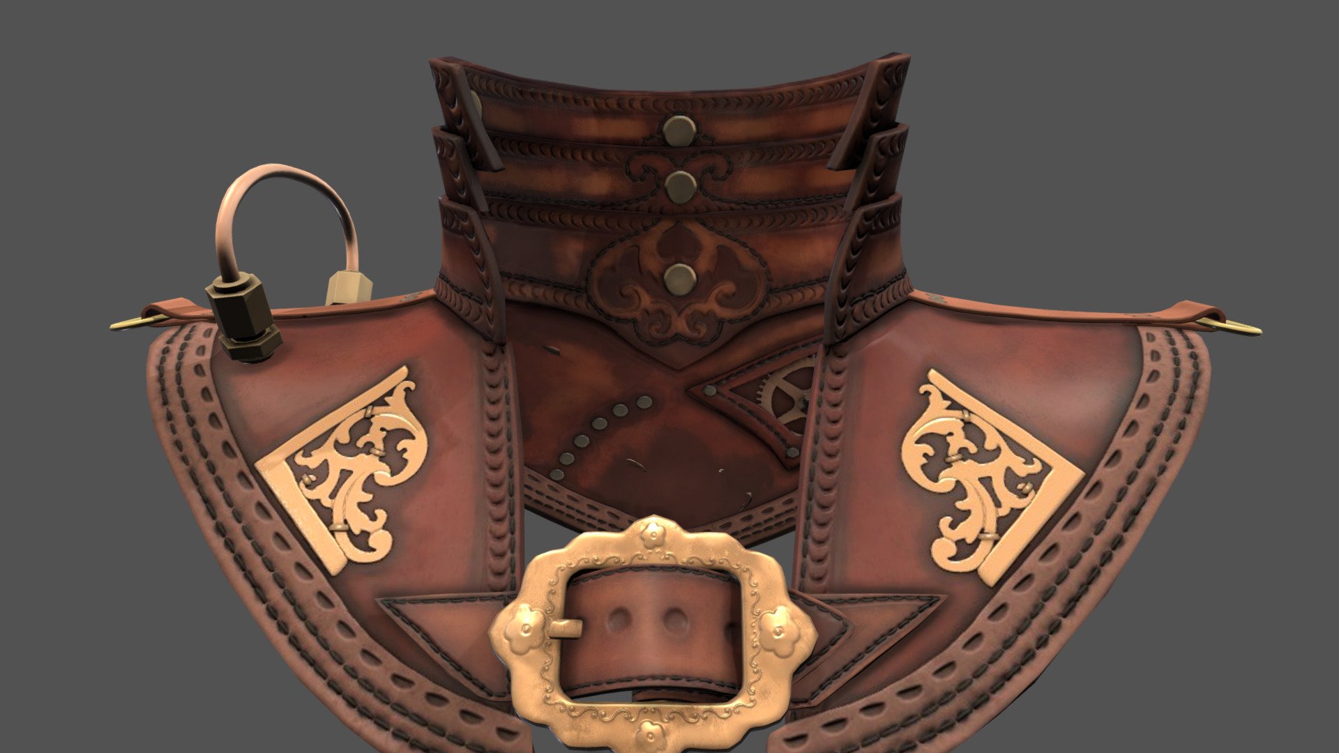 Steampunk Leather Shoulder Neck Guard Low Poly - Buy Royalty Free 3D ...