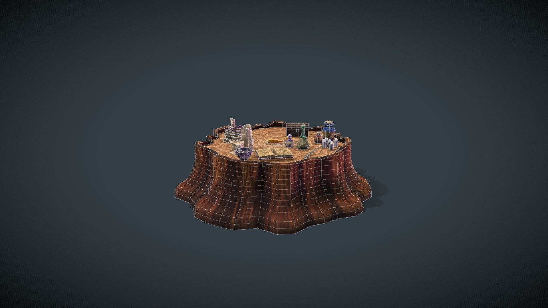 Cluttered treestump table thing - 3D model by LynnKarel [f60f2f7 ...