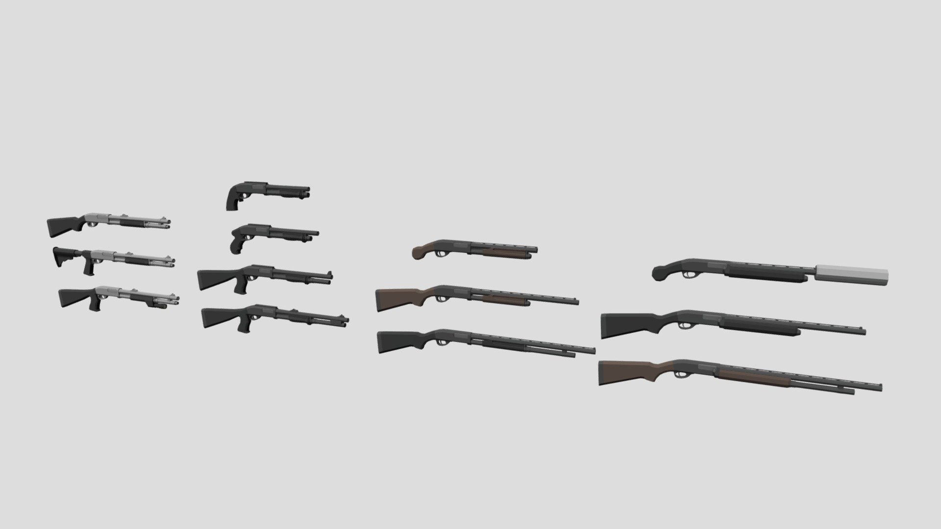 Low Poly Remington Shotguns - 3D model by samanthacford [f611568] - Sketchfab