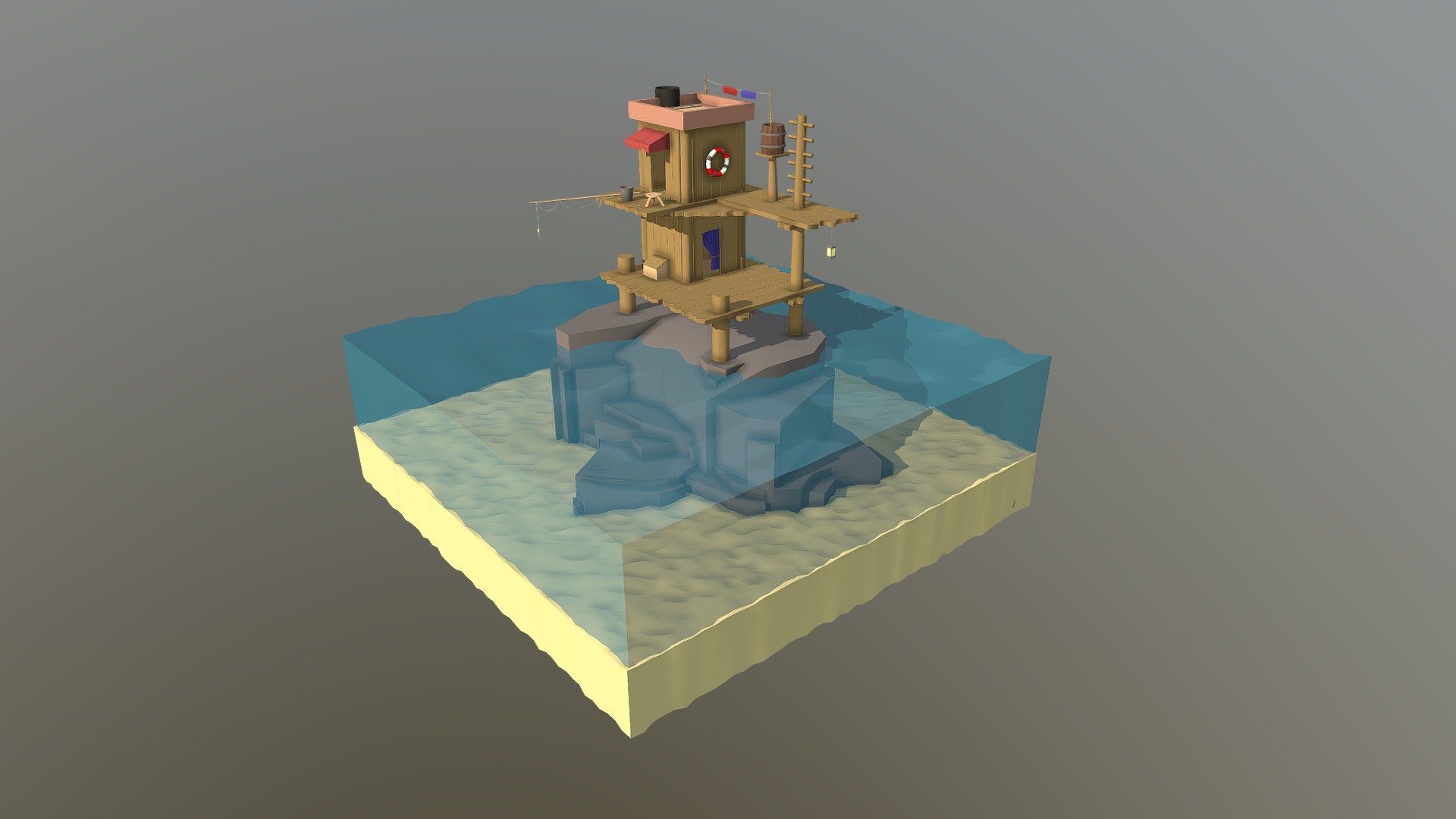 Low Poly Fisherman Post - 3D model by John.Ray [f61f728] - Sketchfab
