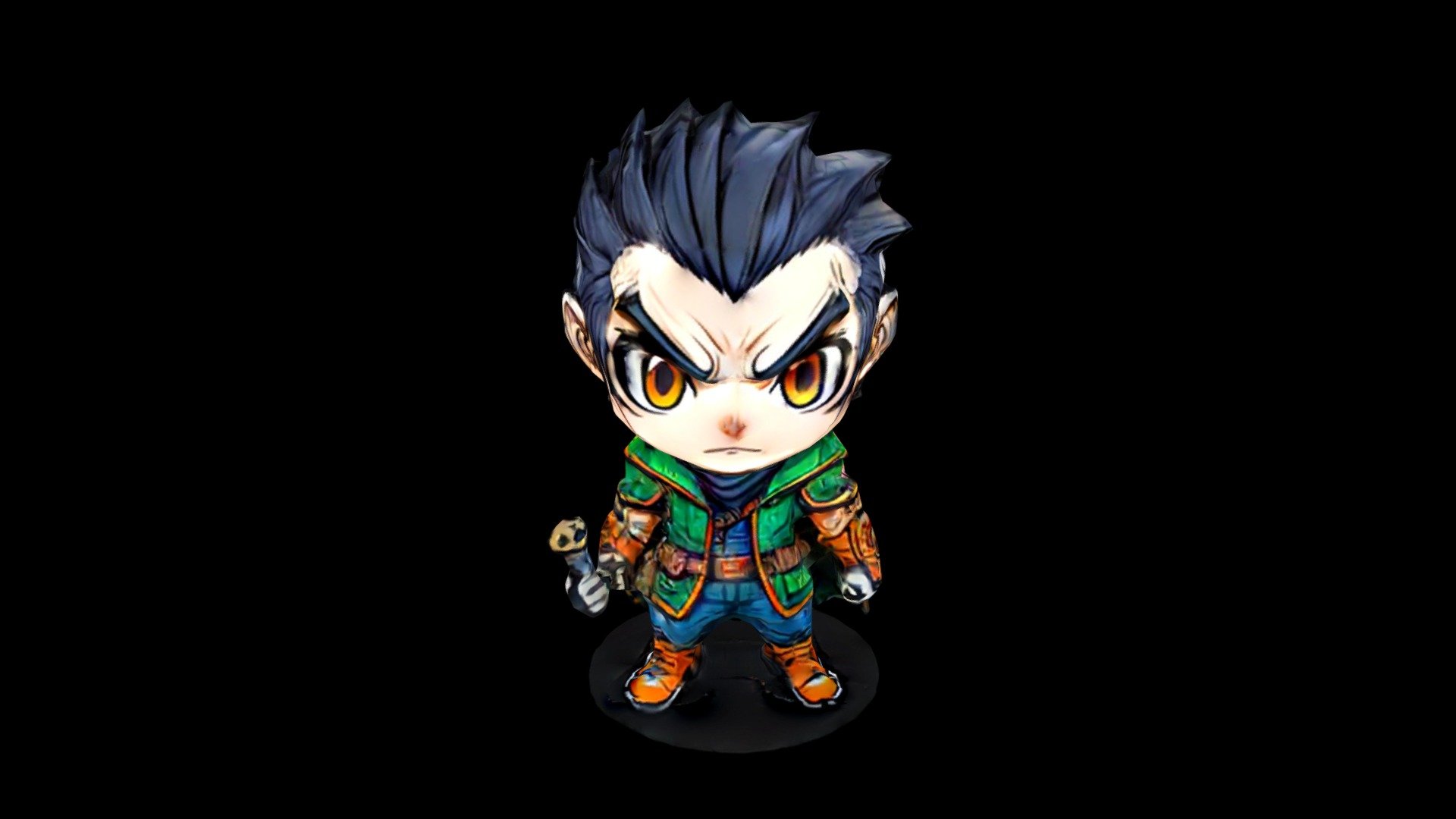 An angry chibi male character with blue hair, a - Download Free 3D ...