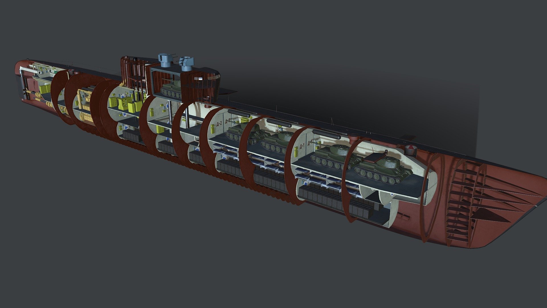Submarine project 626 cutaway - Buy Royalty Free 3D model by Tim ...
