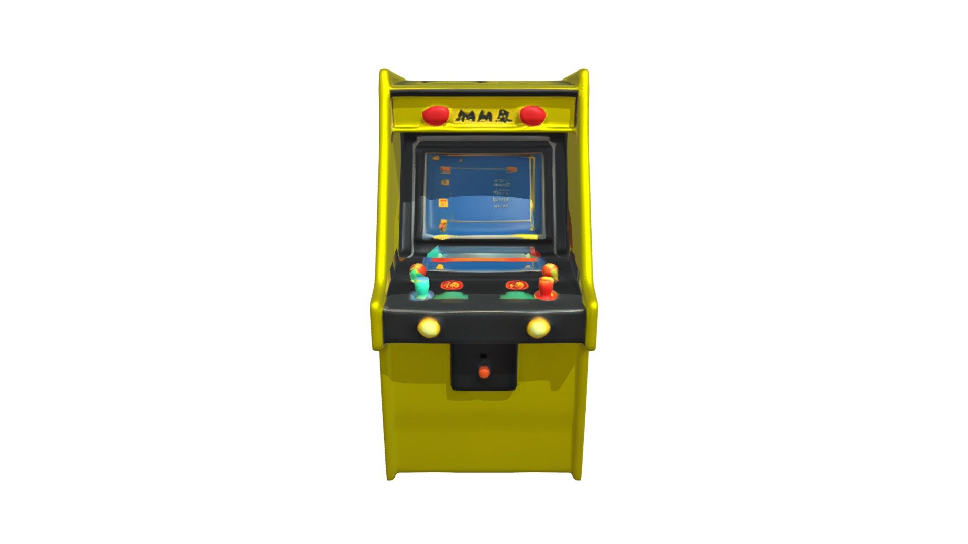 Retro arcade gaming machine with control button - 3D model by Fantey ...