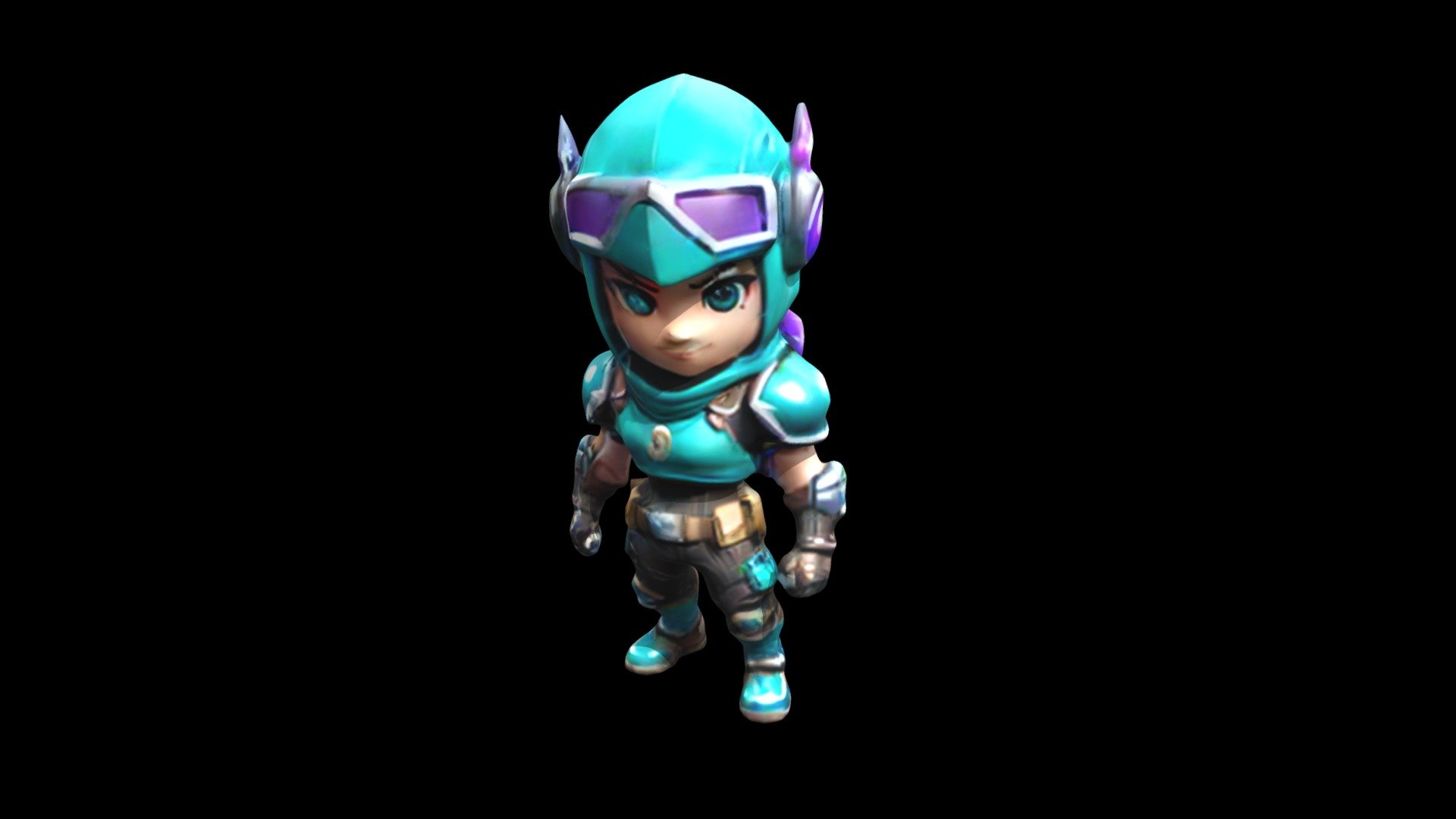 Colorful Female Fighting Game Character In Blue Download Free 3d Model By Klrxyz F6322d9 