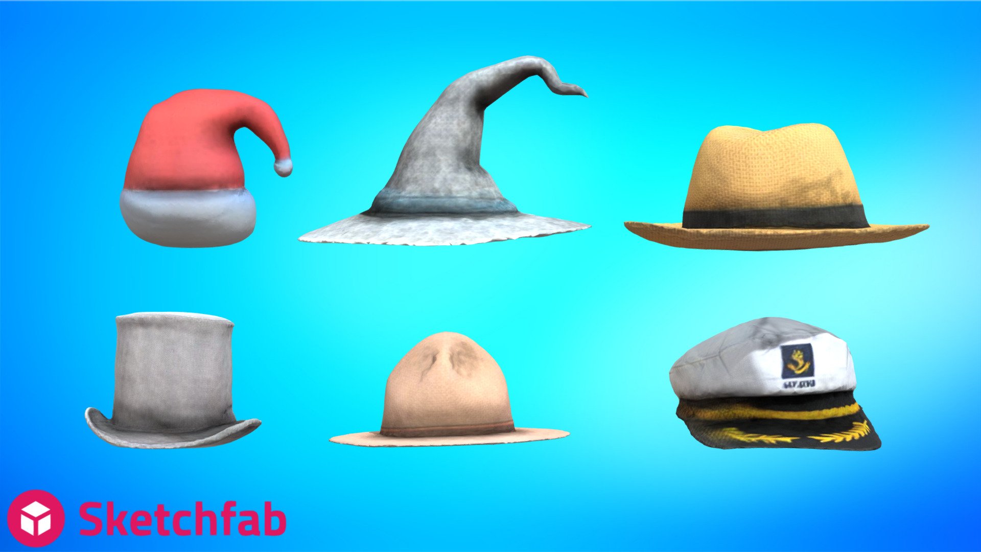 6 Hat Pack Collection Game Ready - Buy Royalty Free 3D model by Sam3D ...