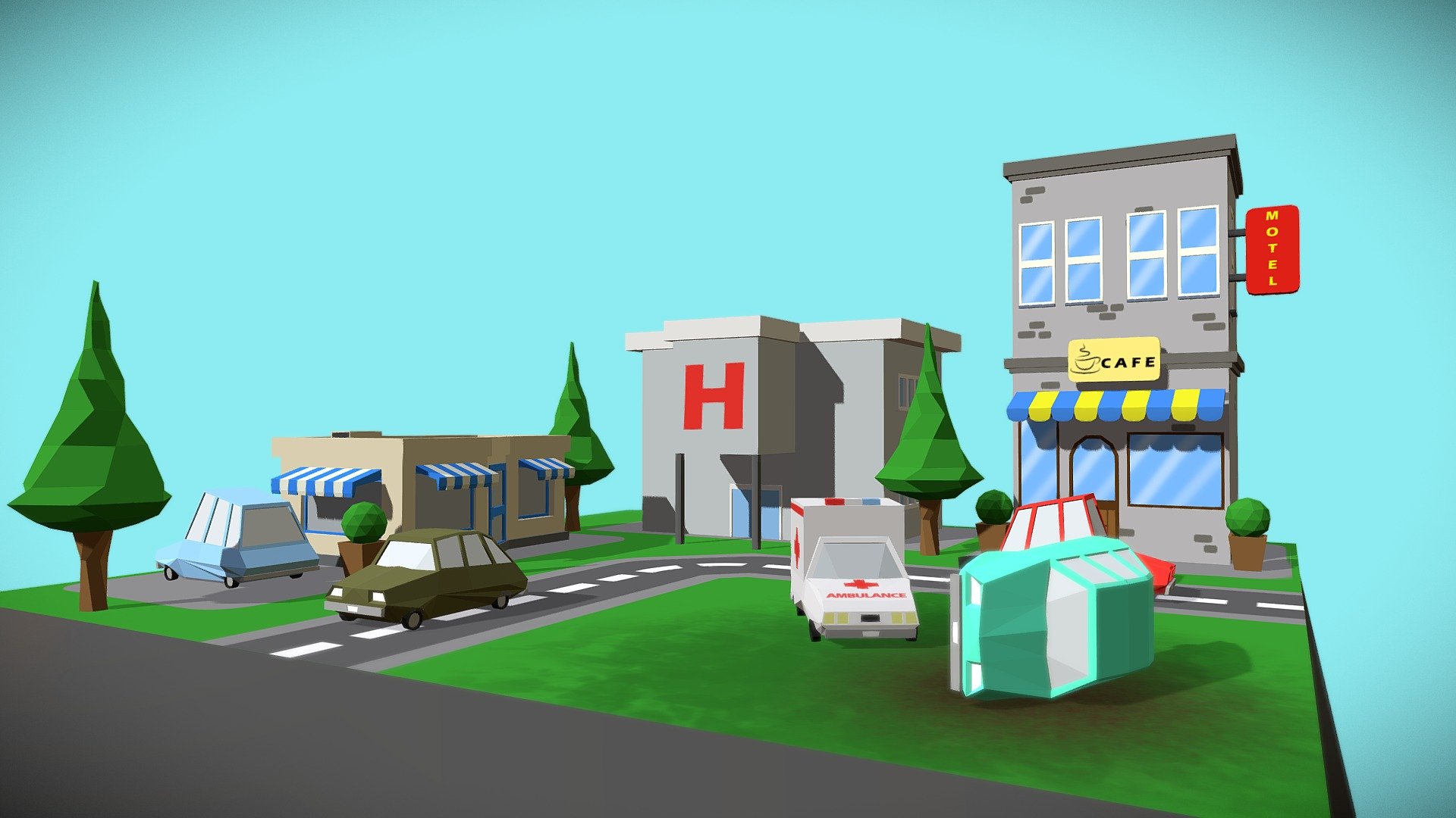 Low Poly City - 3D model by NovaJetx [f63aa5d] - Sketchfab