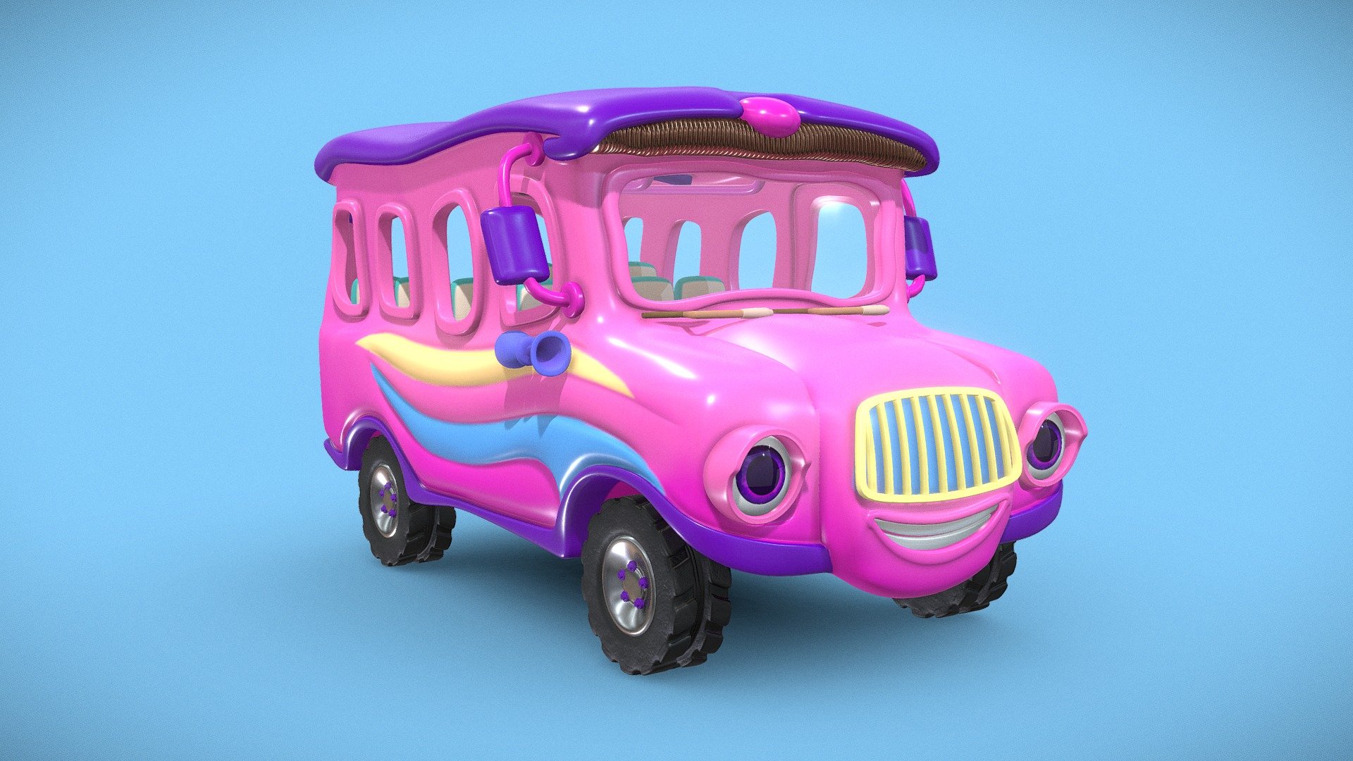 cartoon bus - 3D model by CharacterZone [f64380a] - Sketchfab