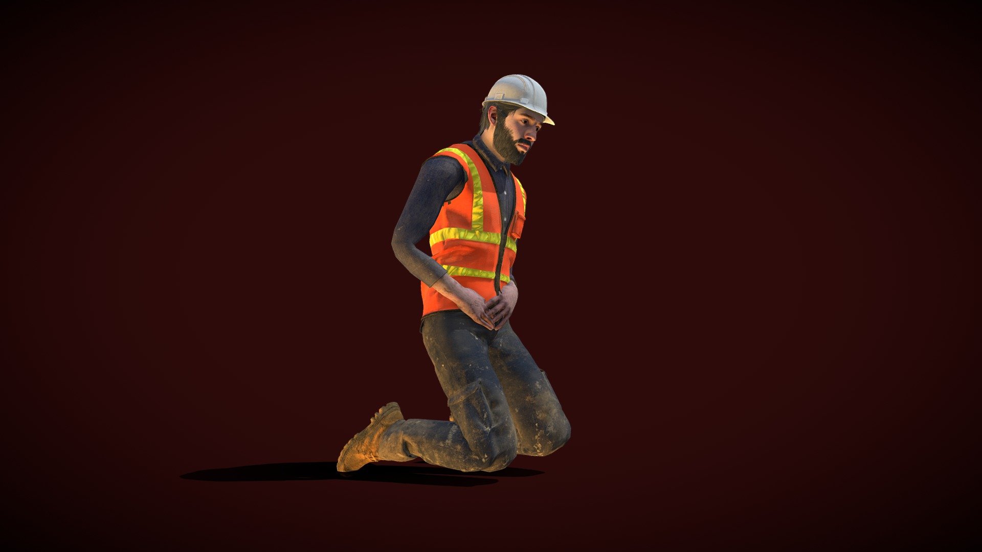 Animated Kicked Groin Construction Worker - Download Free 3D model by ...