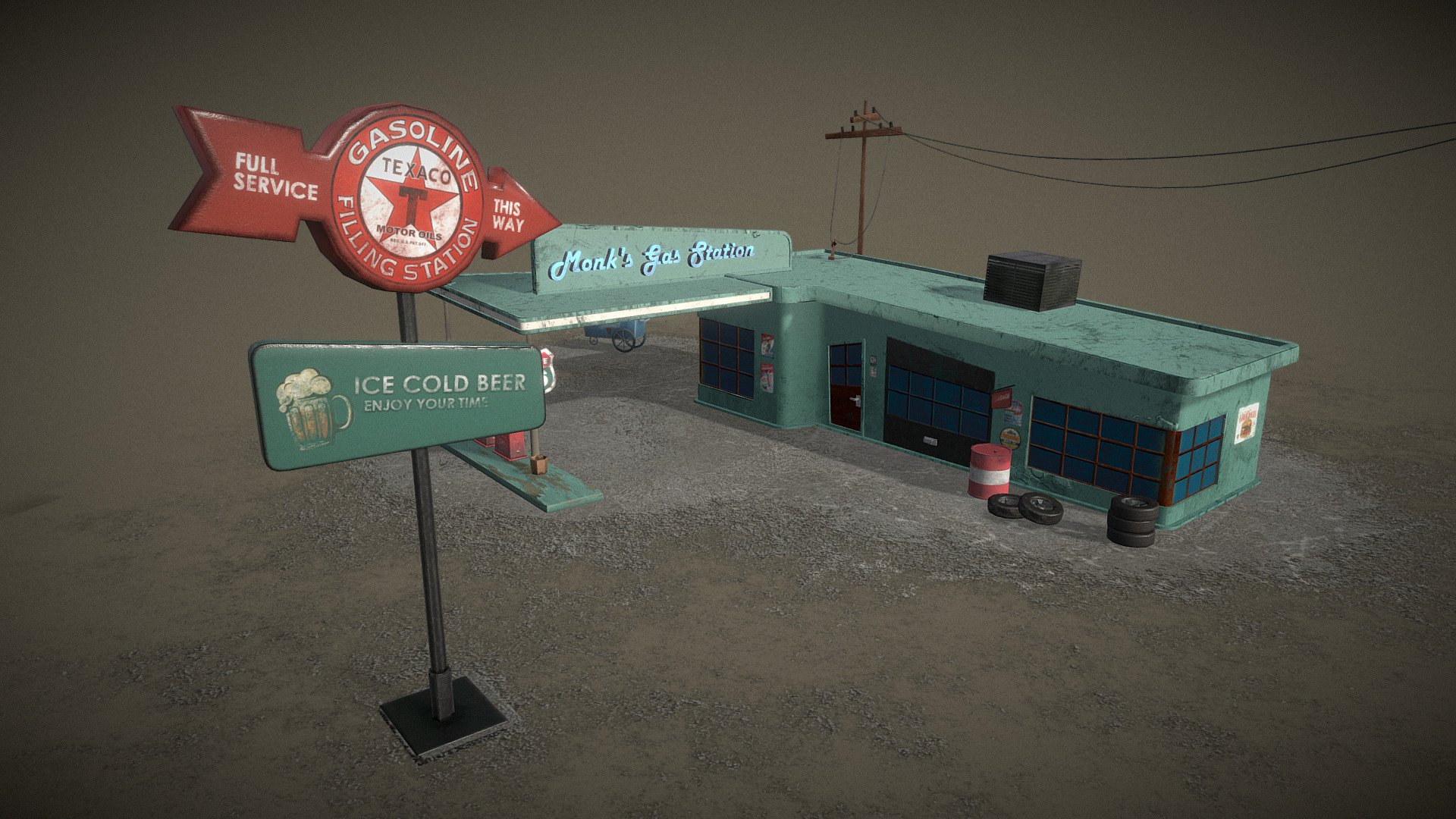 Monk's Gas Station after the zombies left - Download Free 3D model by ...