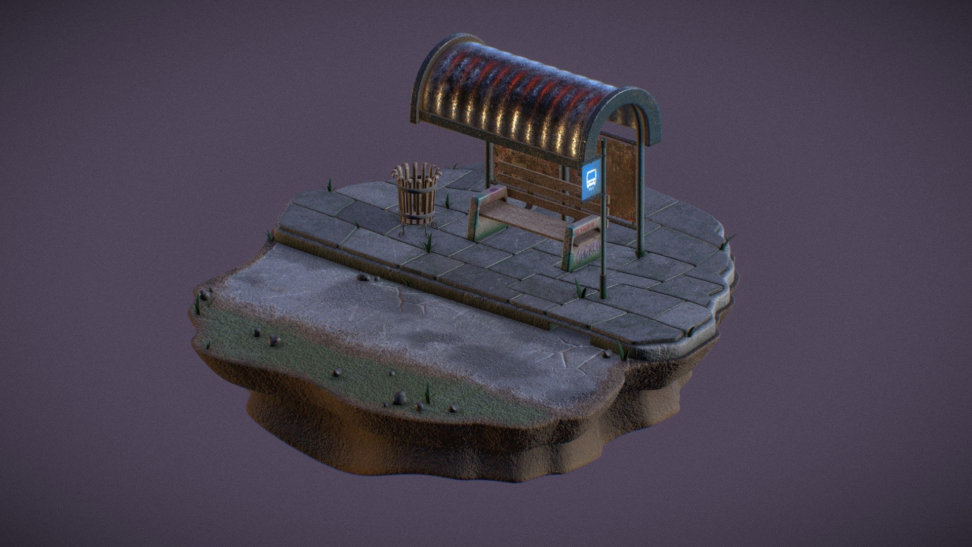 Meteor Bus Stop - 3D model by brunosobhie [f67ac66] - Sketchfab