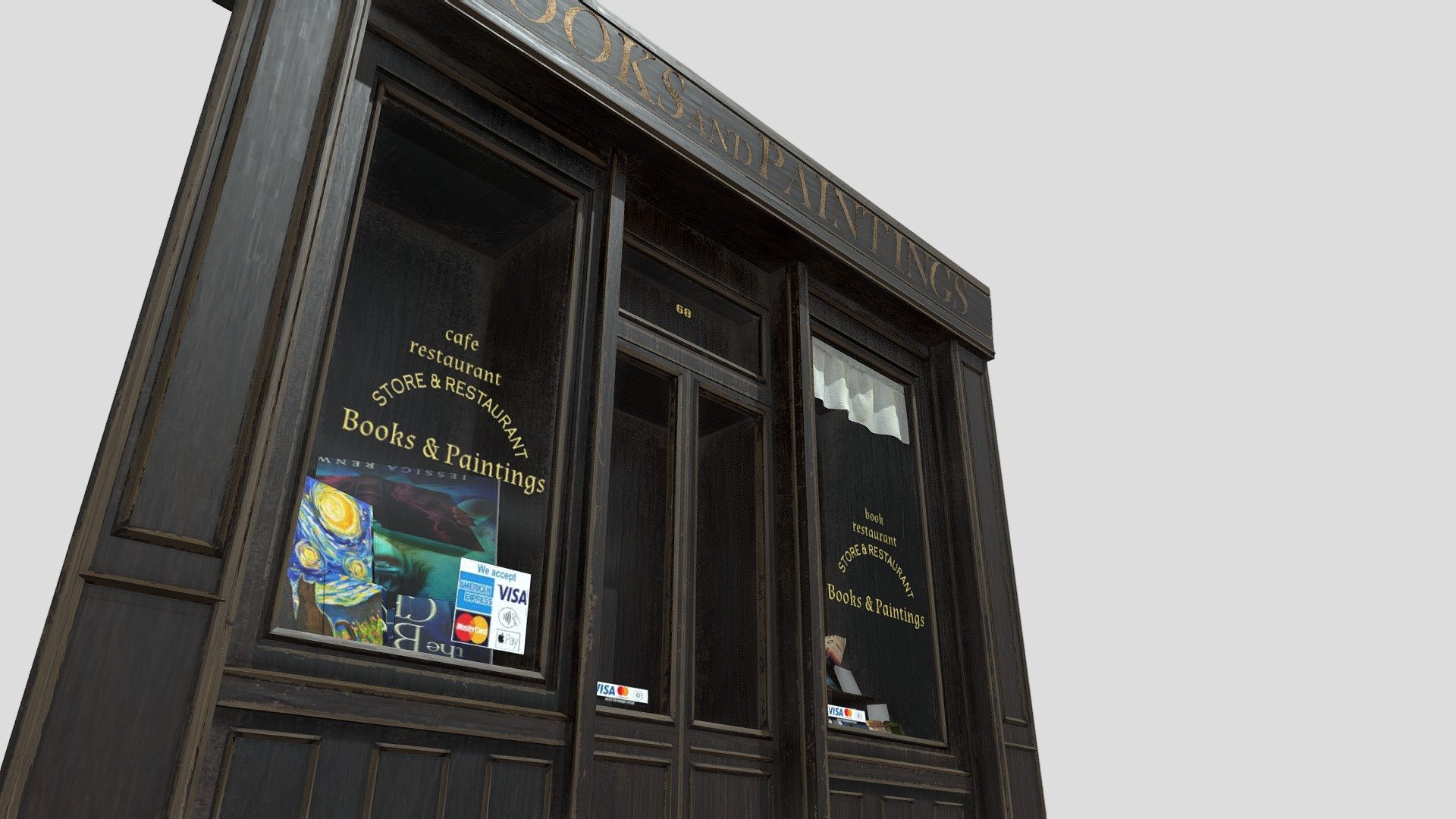 ground floor street shops with 2k pbr textures - Buy Royalty Free 3D ...