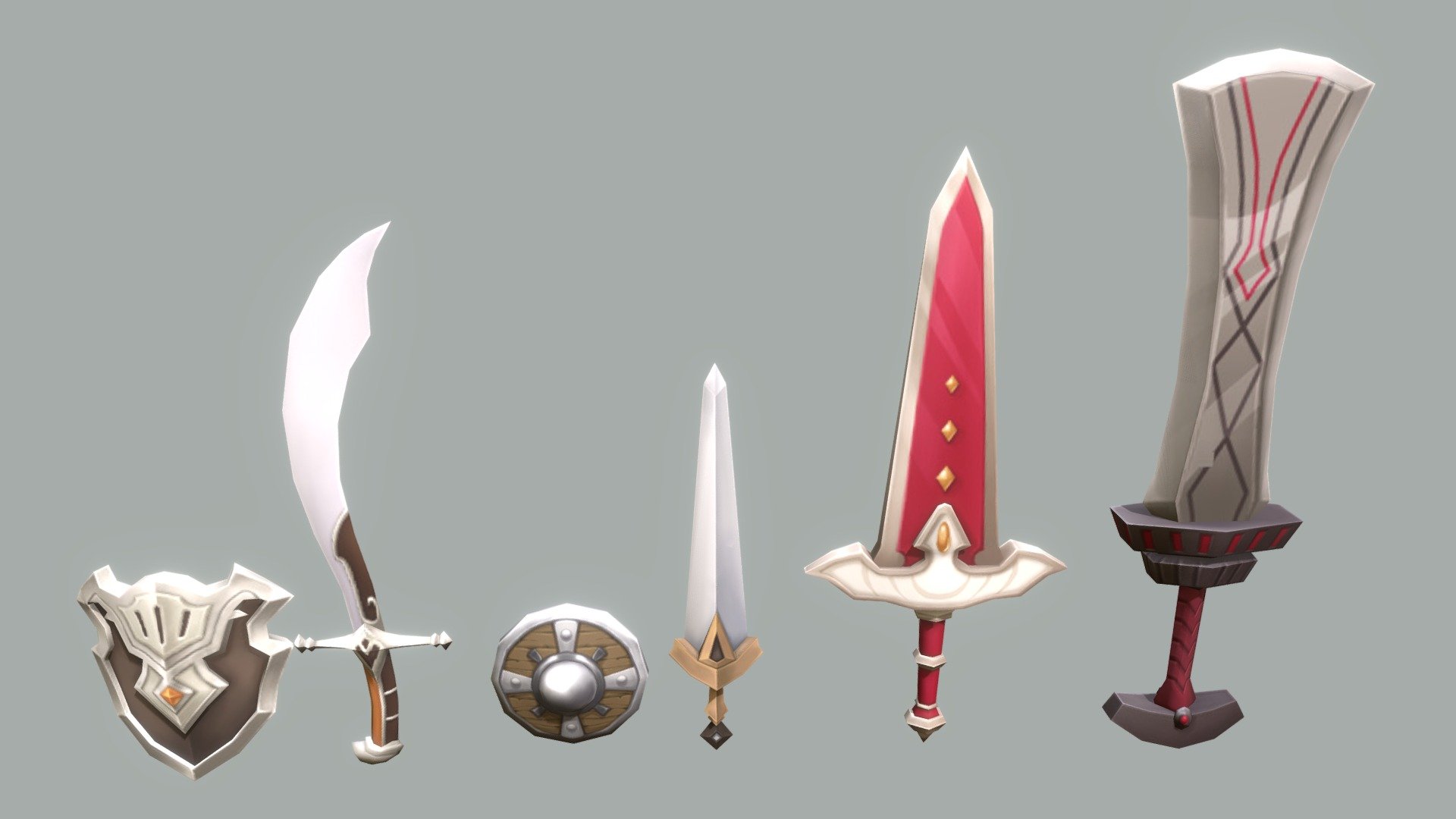 lowpoly Sword&Shield (2016) - 3D model by PPCAT [f6848f9] - Sketchfab