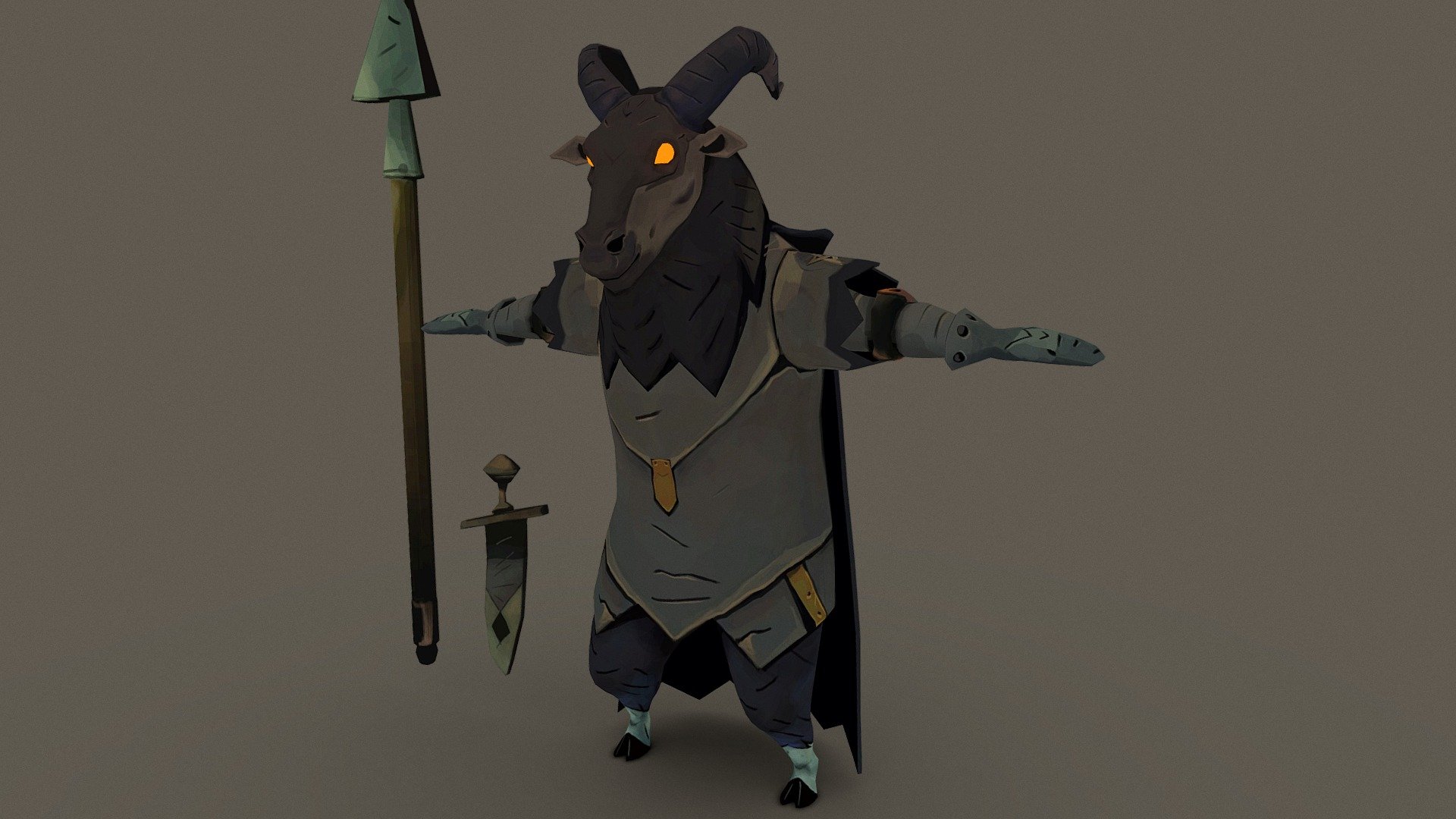 Handpainted - Black Goat Knight - 3D model by Ale Neppius (@Sesh_Mesh ...