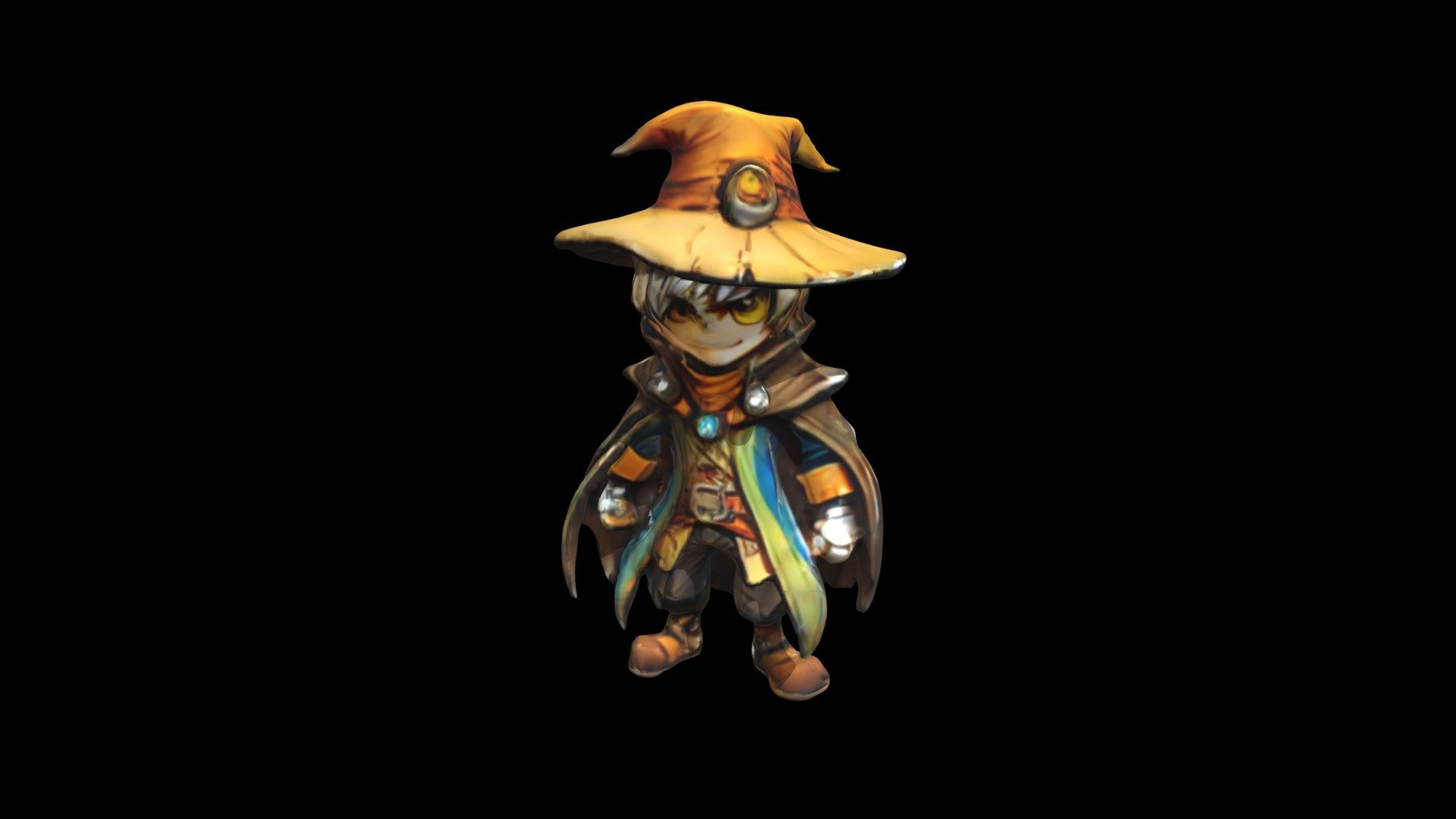 a cartoon character wearing a hat and a cape - Download Free 3D model ...