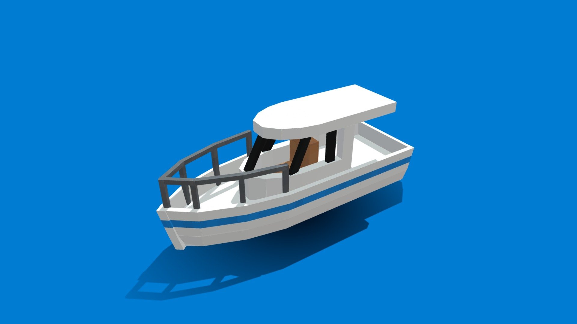 Cabin Boat with Blue Stripe - Download Free 3D model by GeniusPilot2016 ...