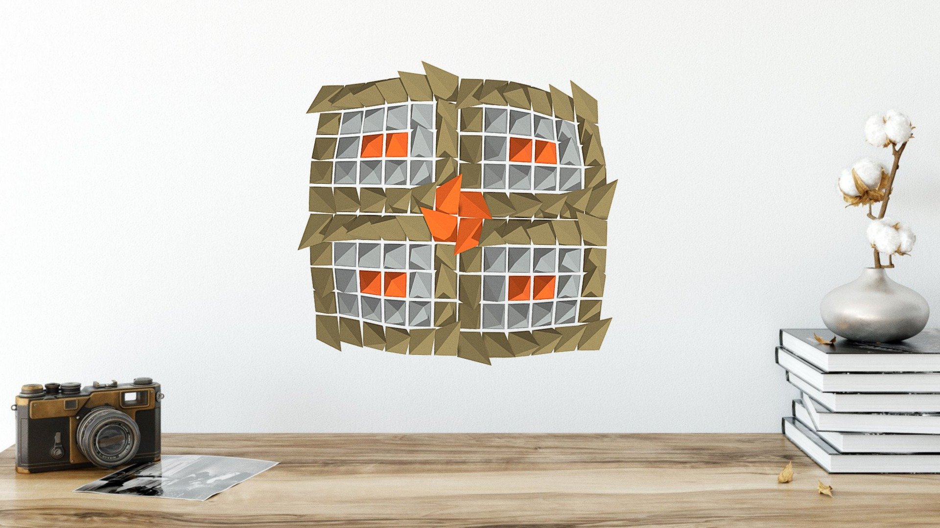Mural paper art home decor triangular art - Buy Royalty Free 3D model ...
