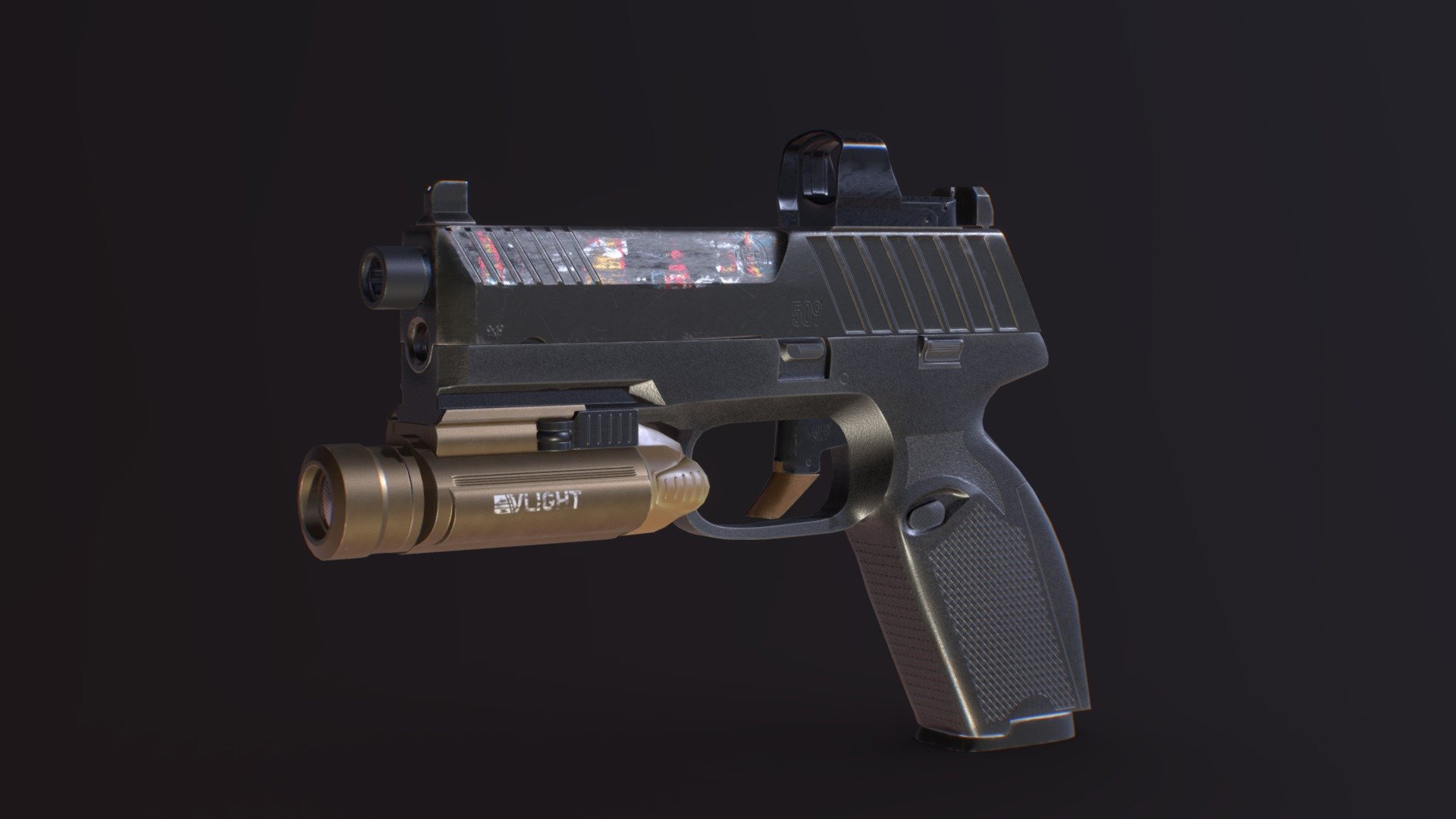 FN 509 Automatic Pistol - 3D model by VSD (@vsdconcept) [f6bf7f6 ...