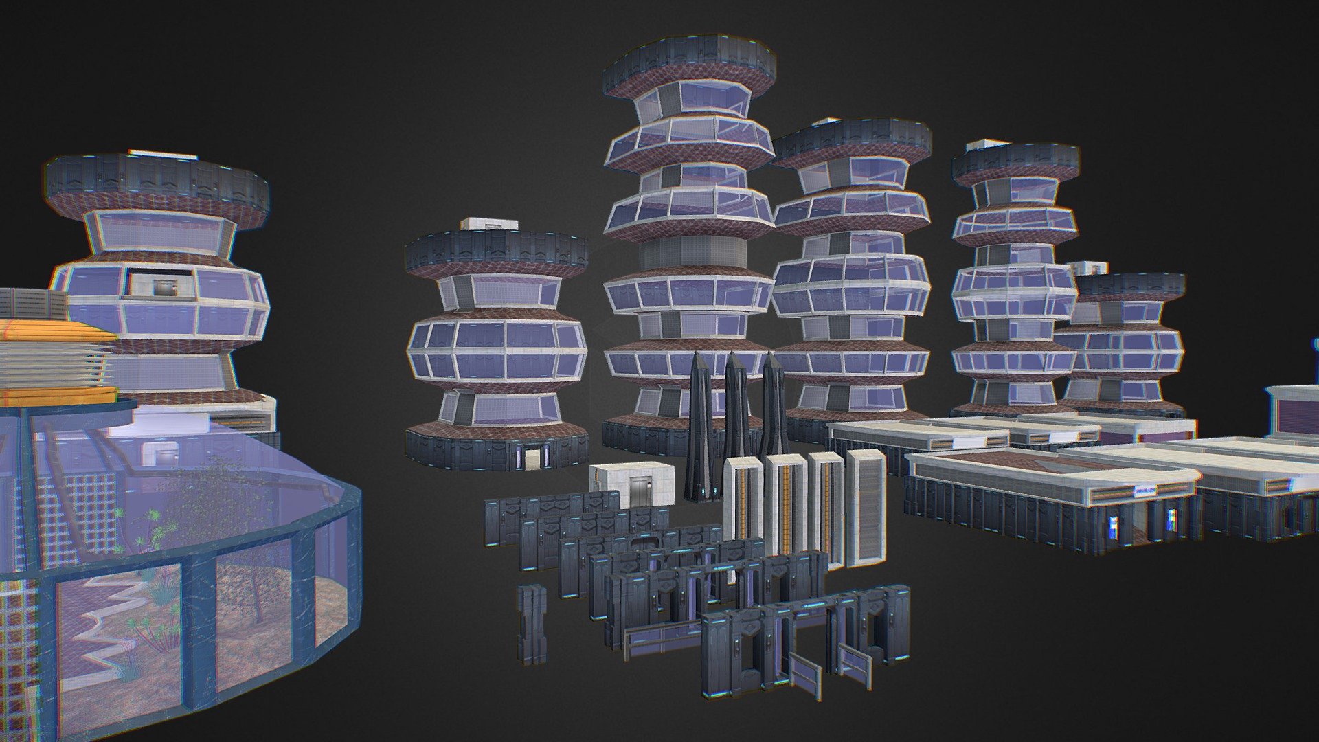 Sci-fi Modular Full City Building Set No 1 - Buy Royalty Free 3D model ...