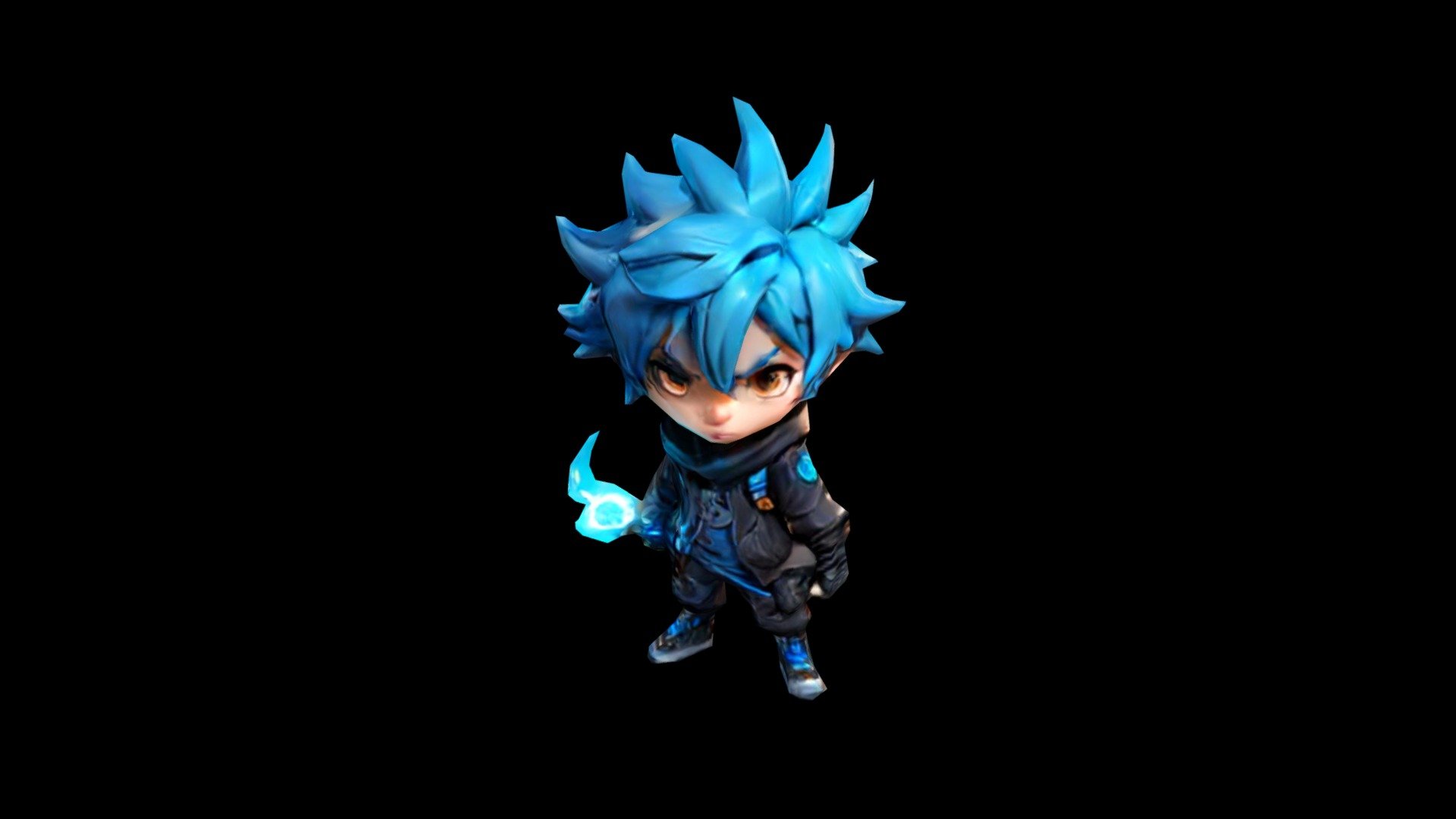 Blue-haired warrior with fiery sword The anime/c - Download Free 3D ...