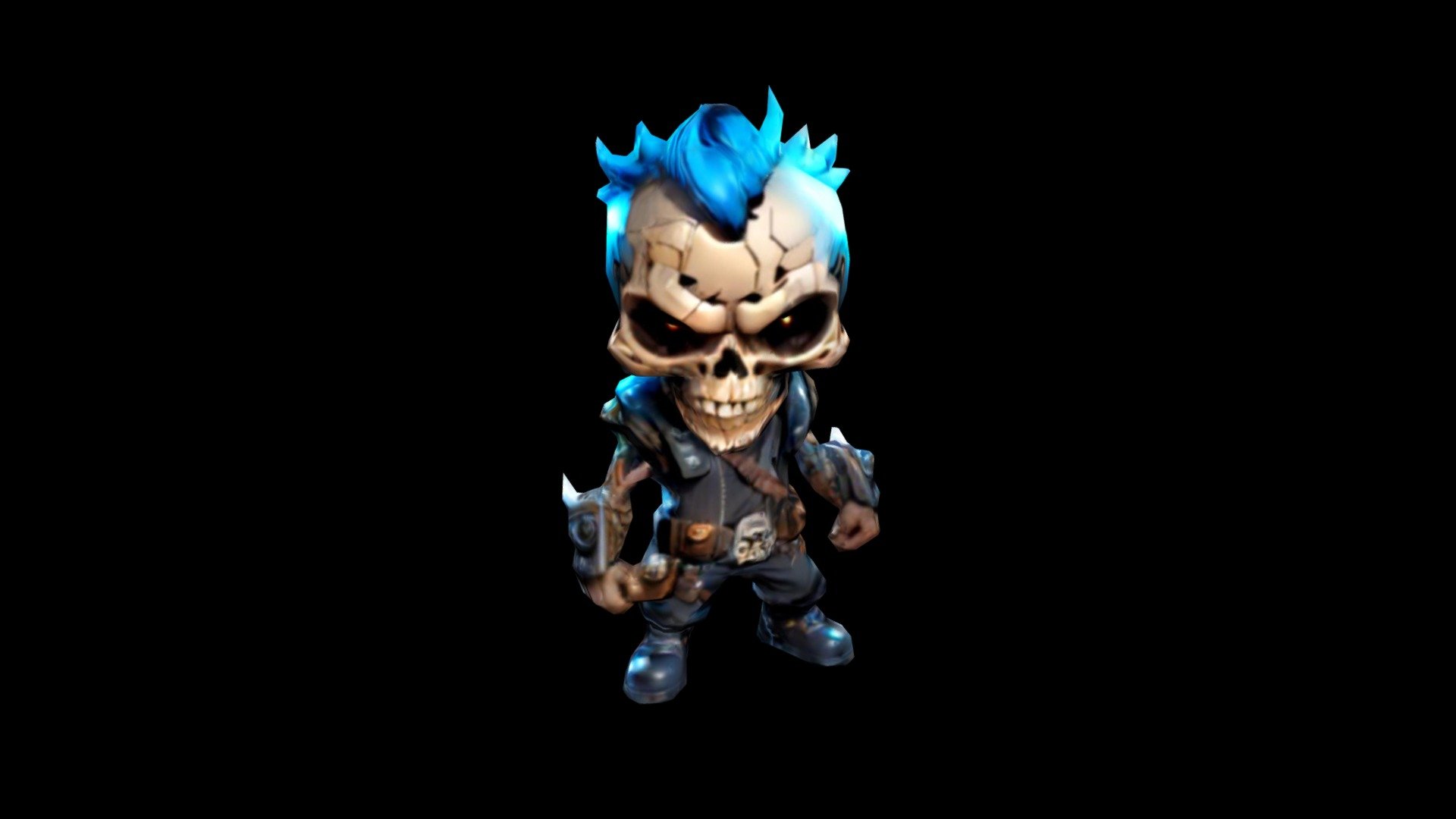 Angry Cartoon Skeleton with Blue Mohawk - Download Free 3D model by ...
